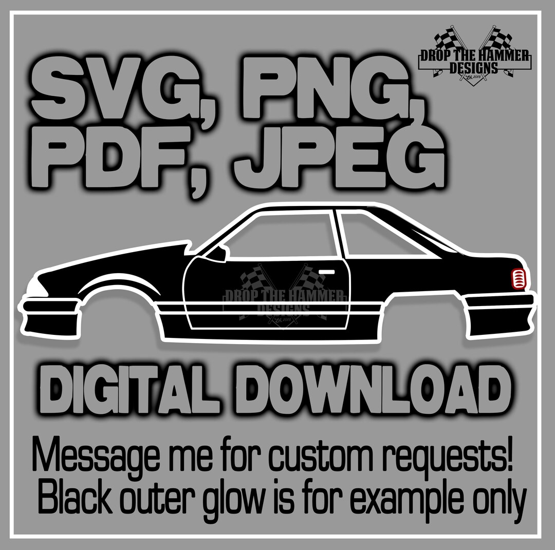 90s Fox Body Mustang Car Silhouette SVG PDF PNG Digital Download - Etsy