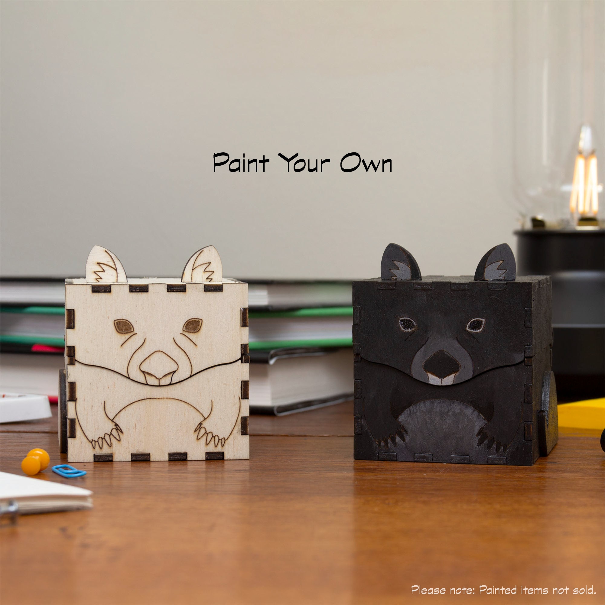 Wombat Box Laser Cut Poplar Wood Personalised Australiana Gift Paint It ...