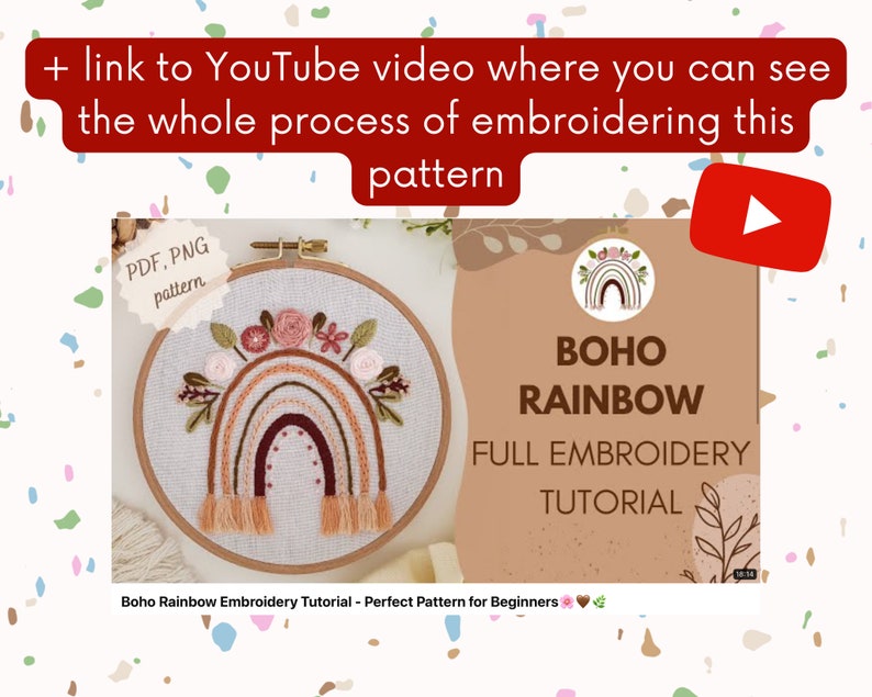 PDF PNG Boho Rainbow Embroidery Pattern Step by Step - Etsy