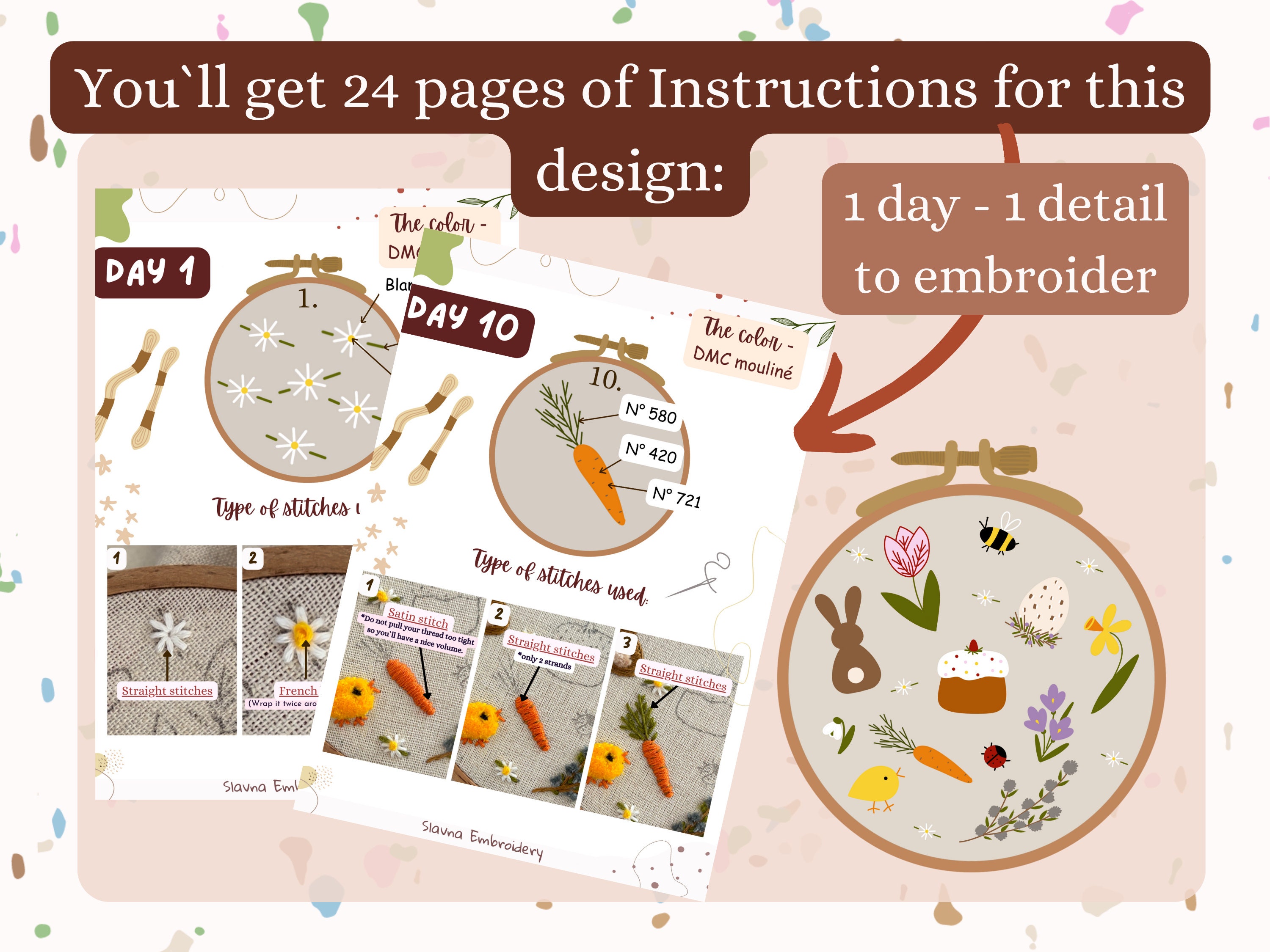 Easter Embroidery Calendar - Step by Step Beginner Instructions With ...