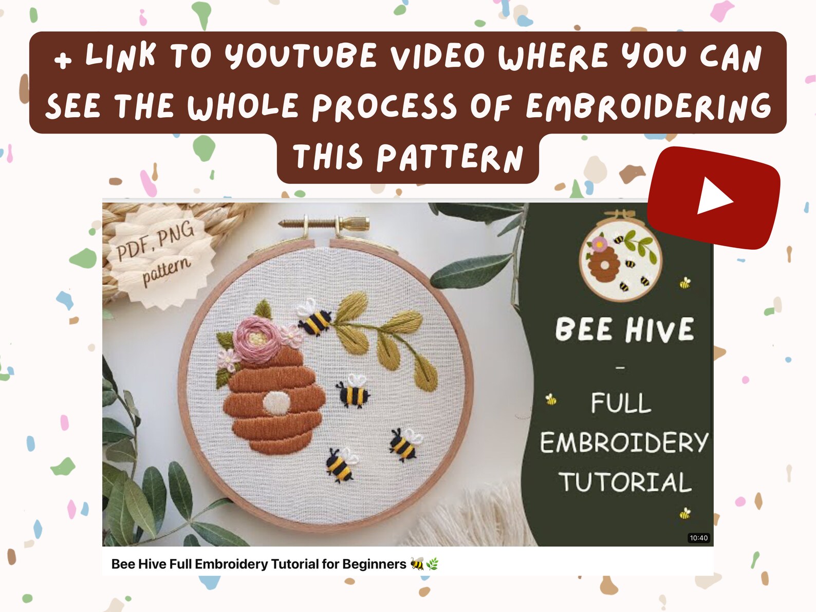 PDF, PNG Bee Hive Embroidery Pattern Step by Step Beginner Instructions ...