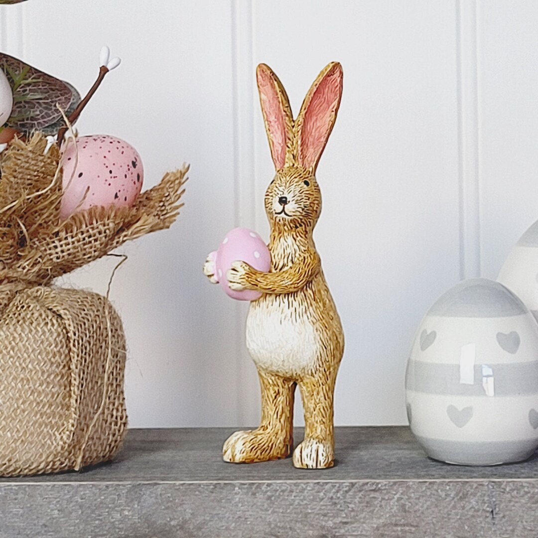 Standing Easter Bunny Holding Pink Egg Rabbit Ornament Easter ...