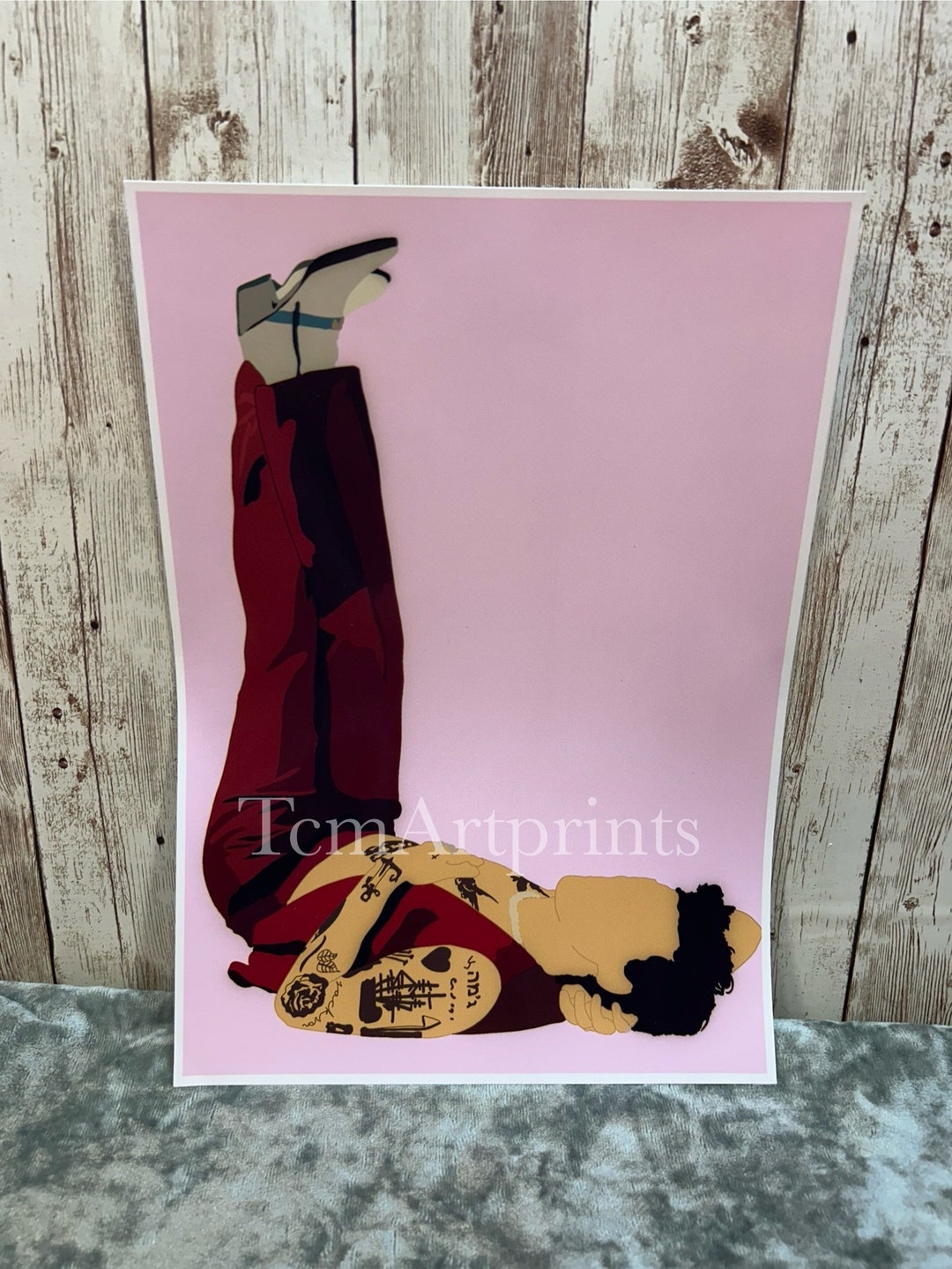 Harry Styles Laying on His Back/ Brown Suit Print - Etsy