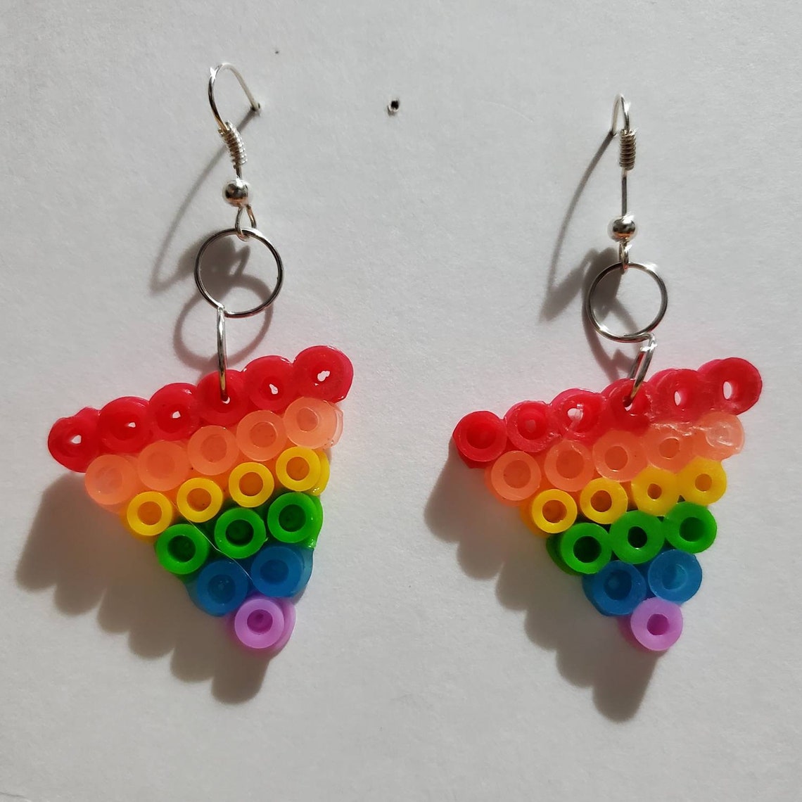 Rainbow Flag Triangle Perler Bead Earrings - Etsy