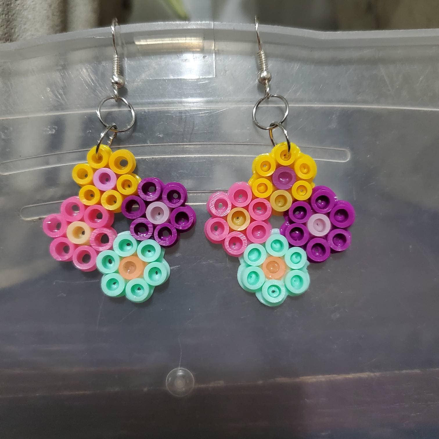 Flower Cluster Perler Bead Earrings - Etsy