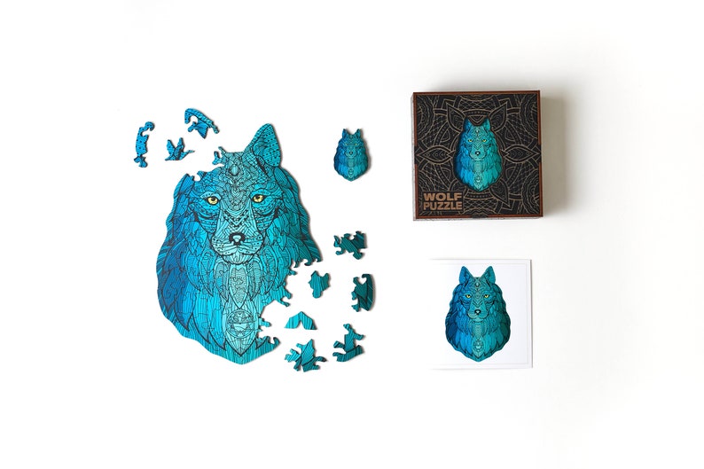 WOLF WOODEN PUZZLE Shaped Puzzle, Animal Shaped Pieces, Made in Europe ...