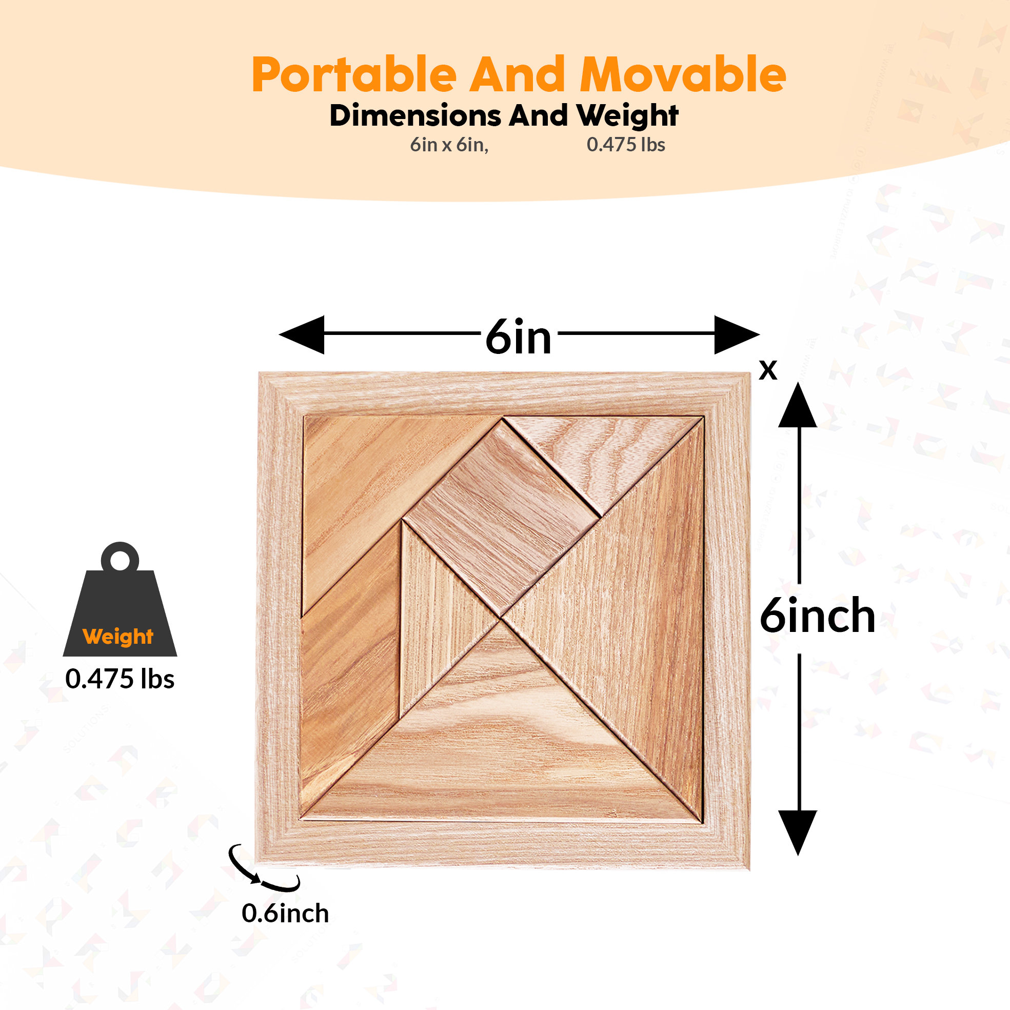 Wooden Tangram Puzzle Set - Geometric Brain Teaser for Kids, IQ Games ...