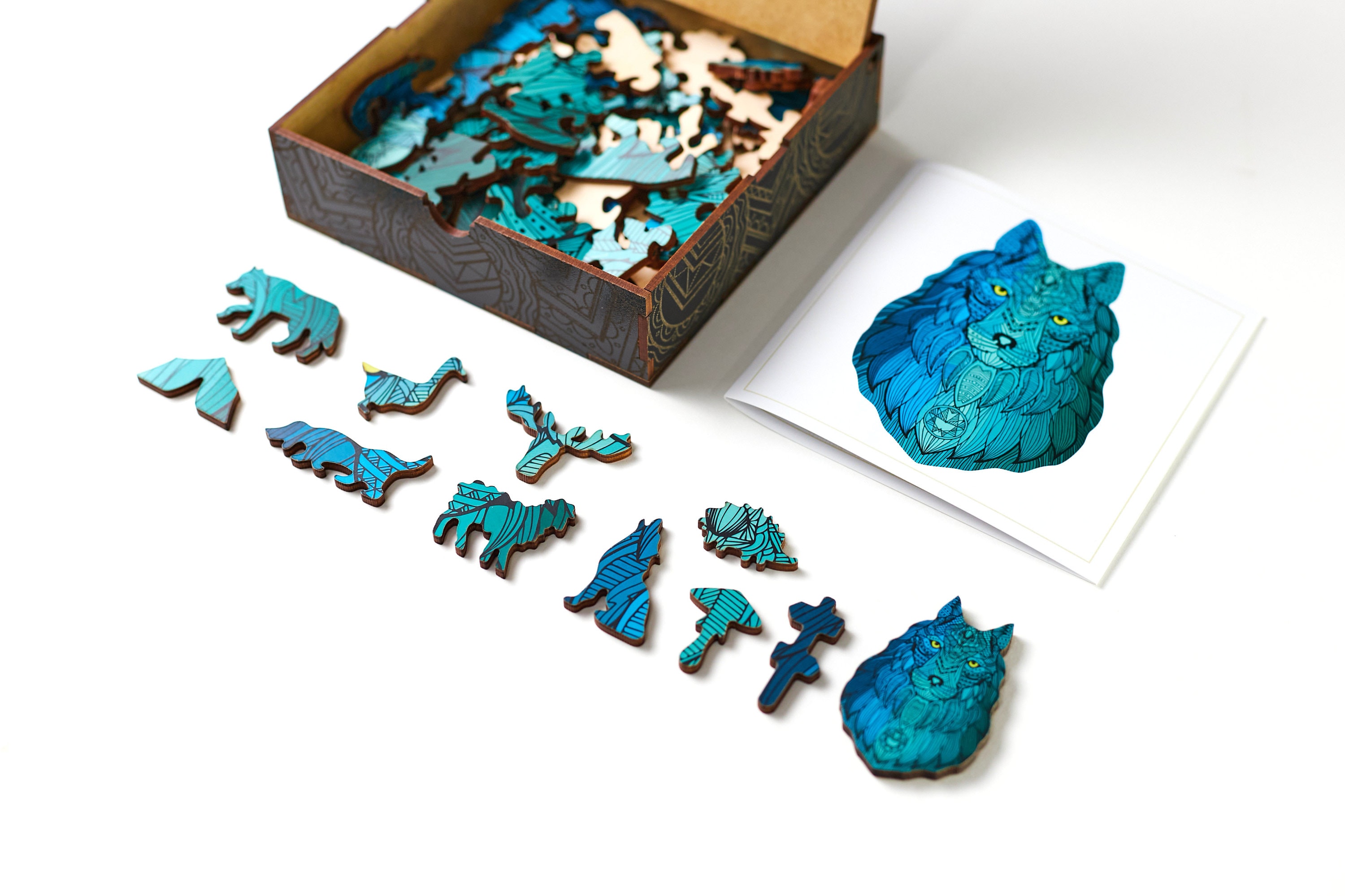 WOLF WOODEN PUZZLE Shaped Puzzle, Animal Shaped Pieces, Made in Europe ...