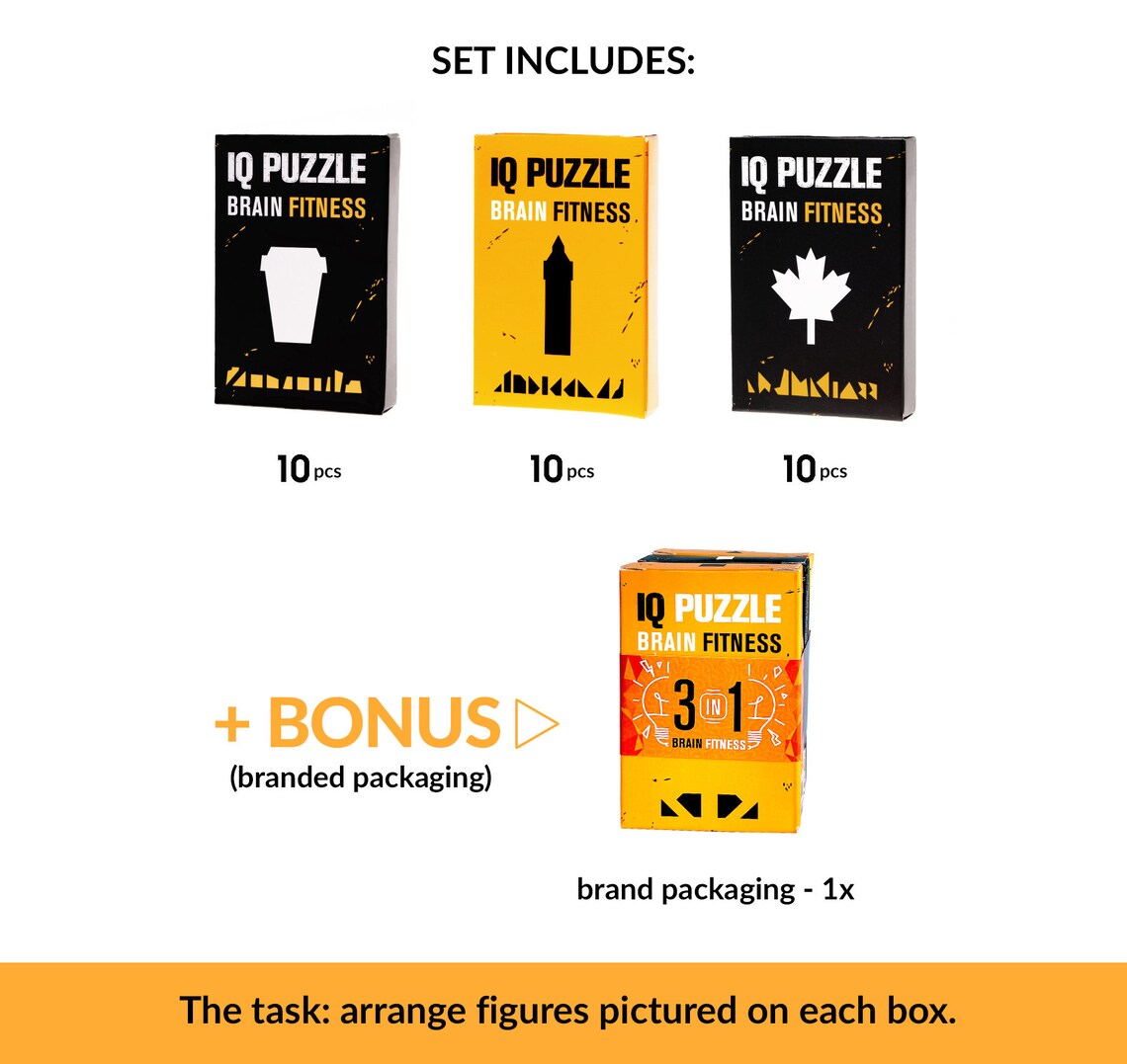 SET OF 3 Geek Toys IQ Puzzle Brain Fitness Games Brain Teaser - Etsy