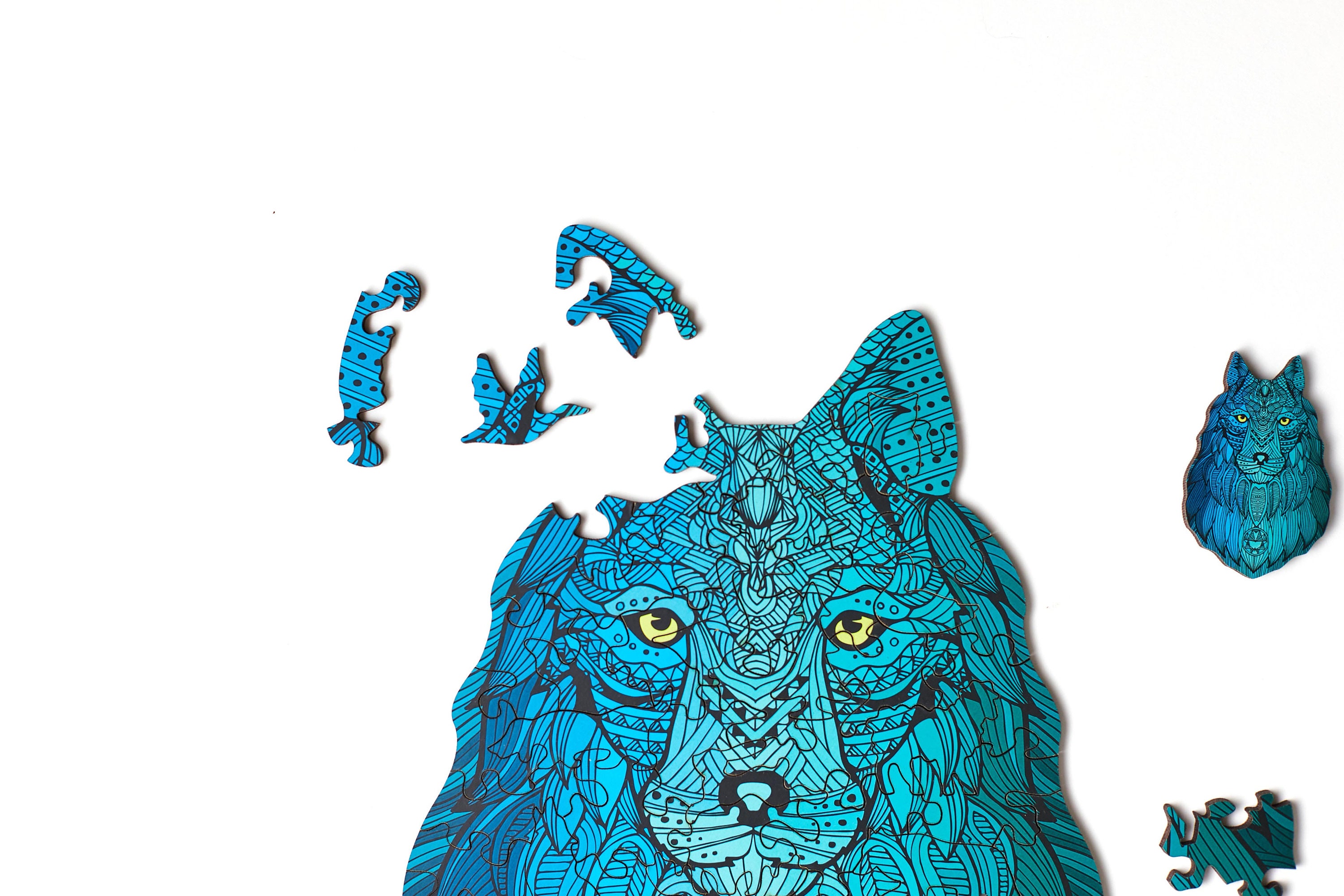 WOLF WOODEN PUZZLE Shaped Puzzle, Animal Shaped Pieces, Made in Europe ...