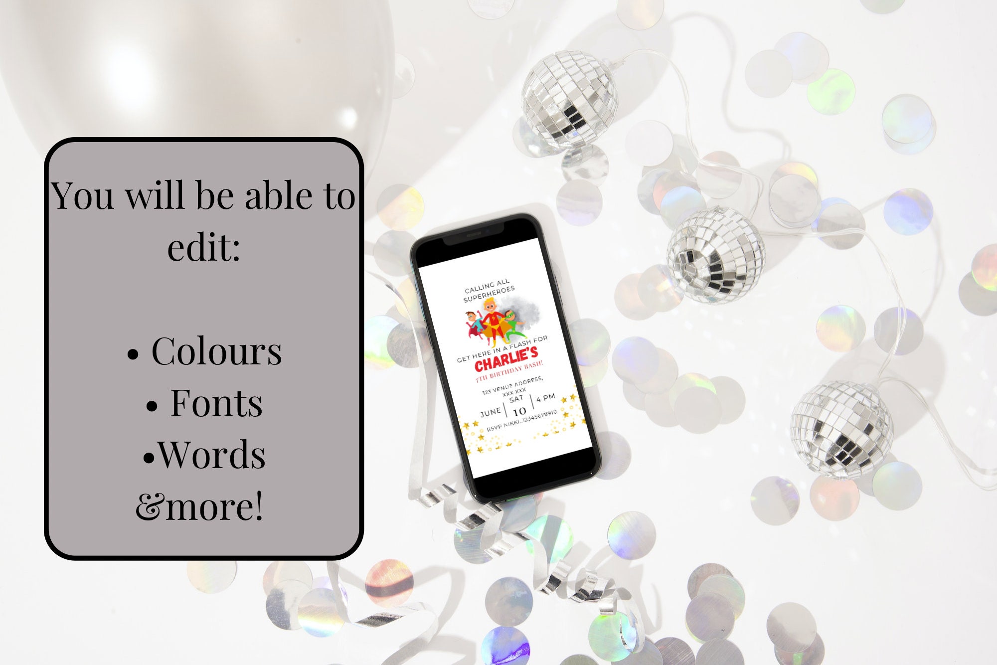 Superheroes Party Invitation • Digital Invitation • Personalised Party ...