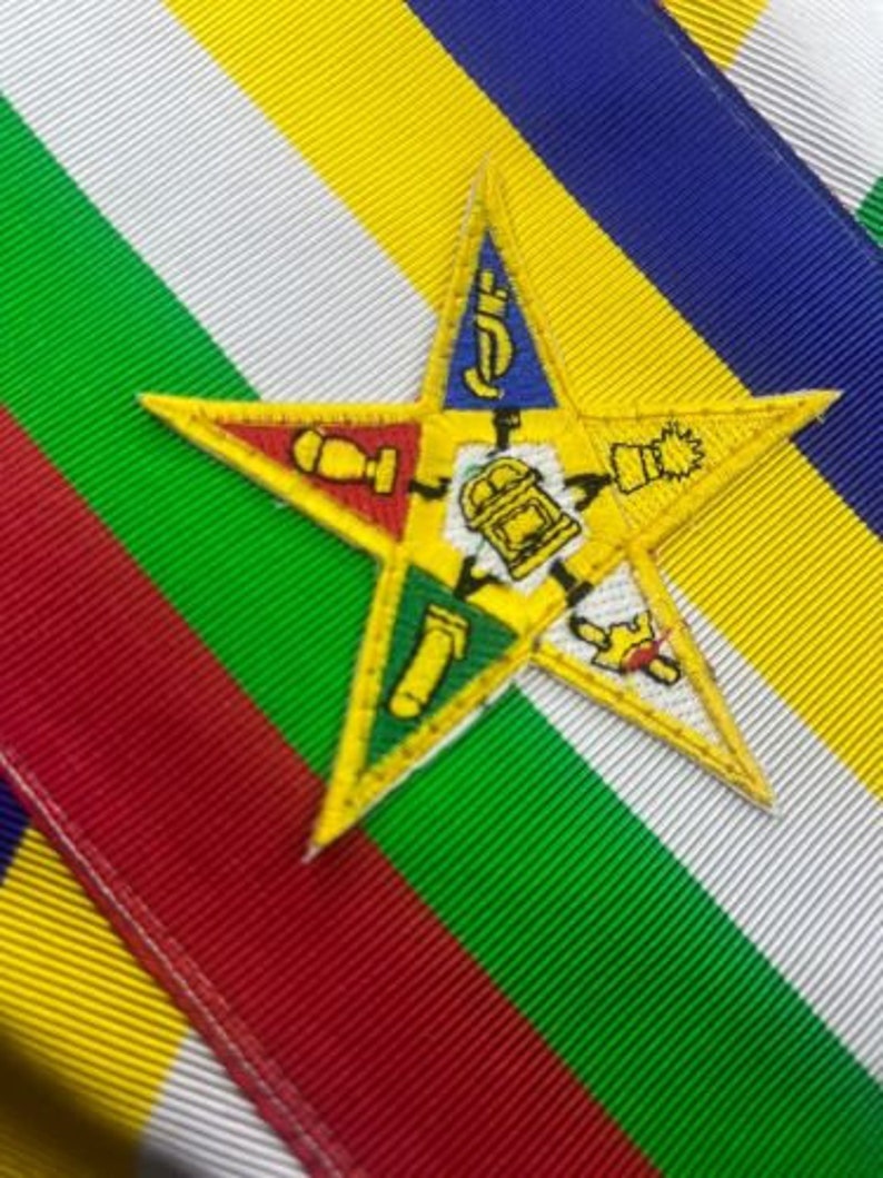 Masonic Order of Eastern Star OES Sash Five Colour With Soft Gold ...