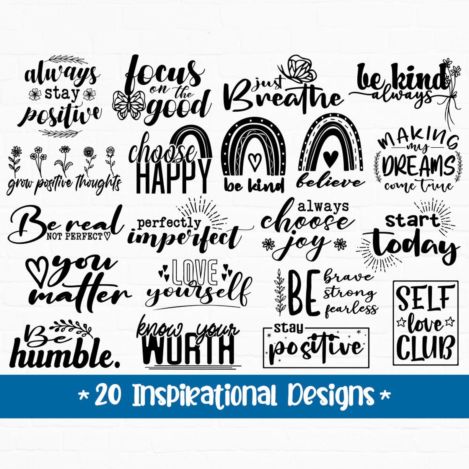 BUNDLE Motivational Quote Svg File Positive Mindset Svg - Etsy