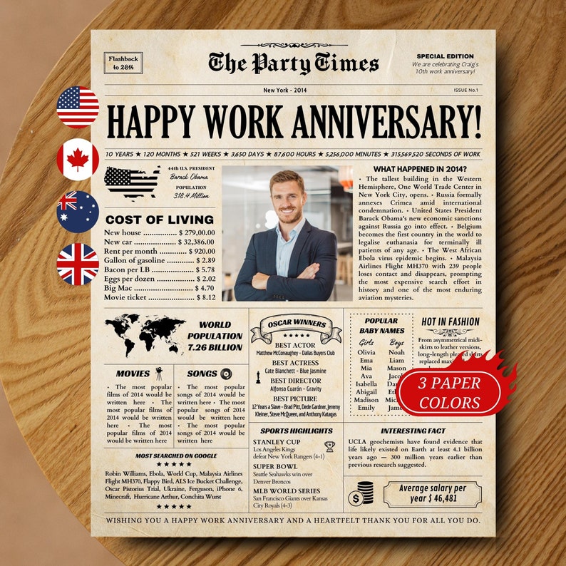 Work Anniversary Gift Personalized Gift for Employees 10 - Etsy