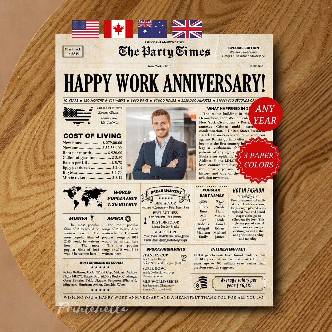 Work Anniversary Gift, Personalized Gift for Employees, 10 Year Work ...
