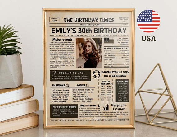Prints Digital Prints Back in 1992 PRINTABLE 30th Birthday Sign 1992 ...