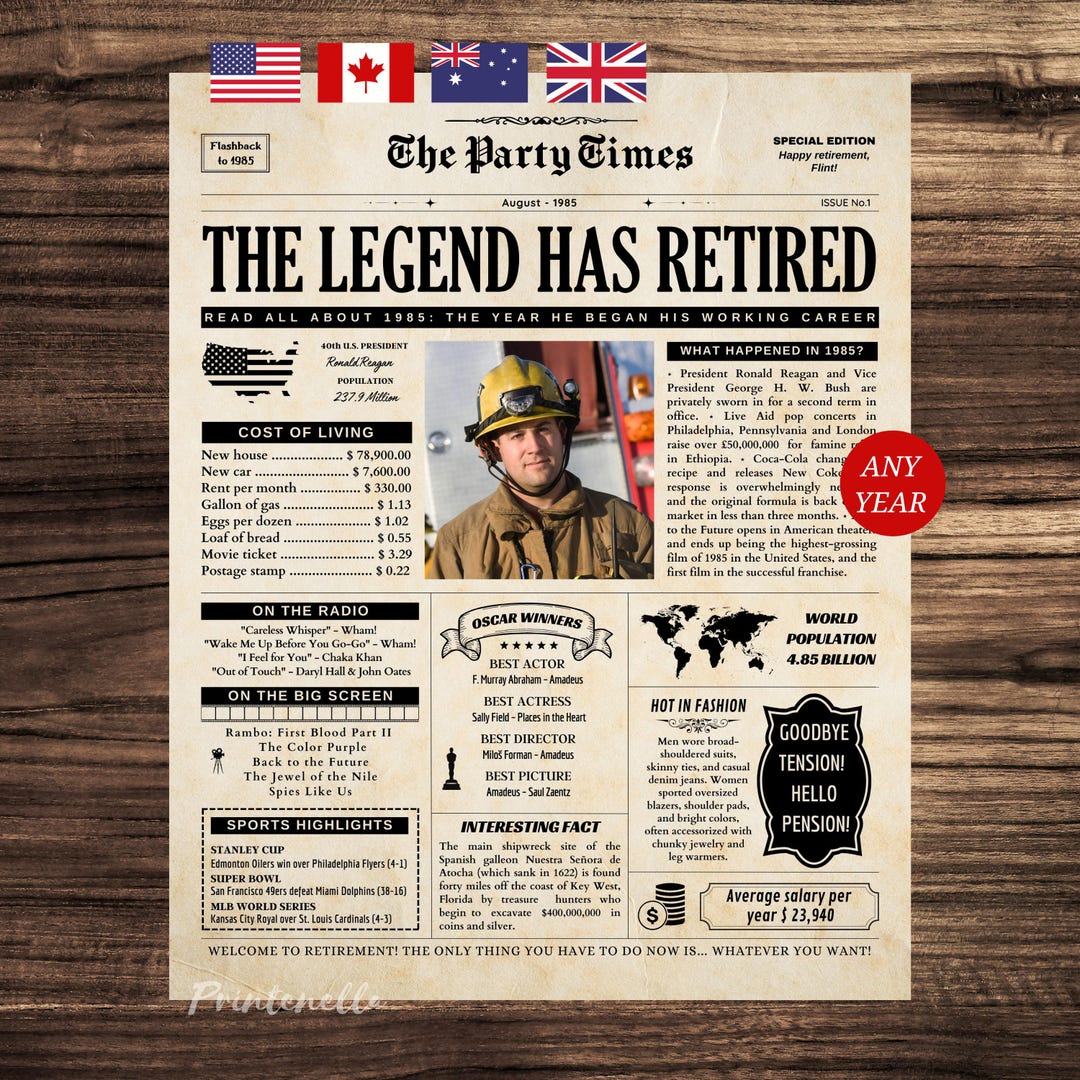 Firefighter Retirement Newspaper Poster: Personalized Farewell Gift - Etsy