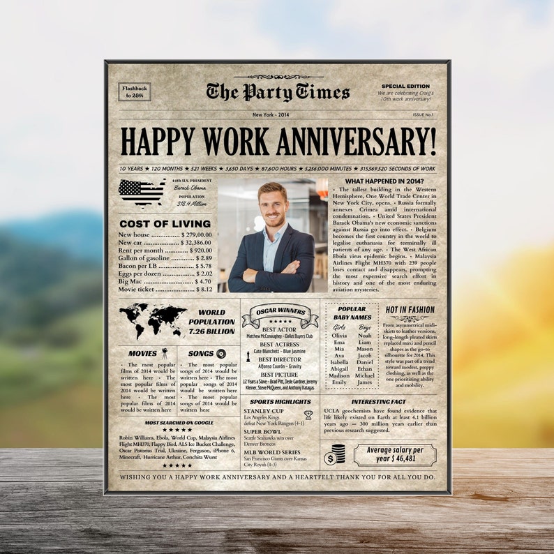 Work Anniversary Gift Personalized Gift for Employees 10 - Etsy