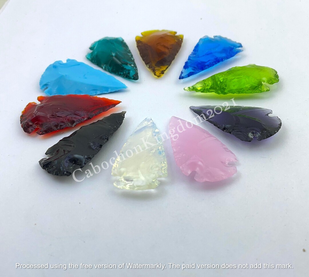 10 Piece Man-made Arrowhead Shape Glass Gemstone, Aero Head Crystals ...