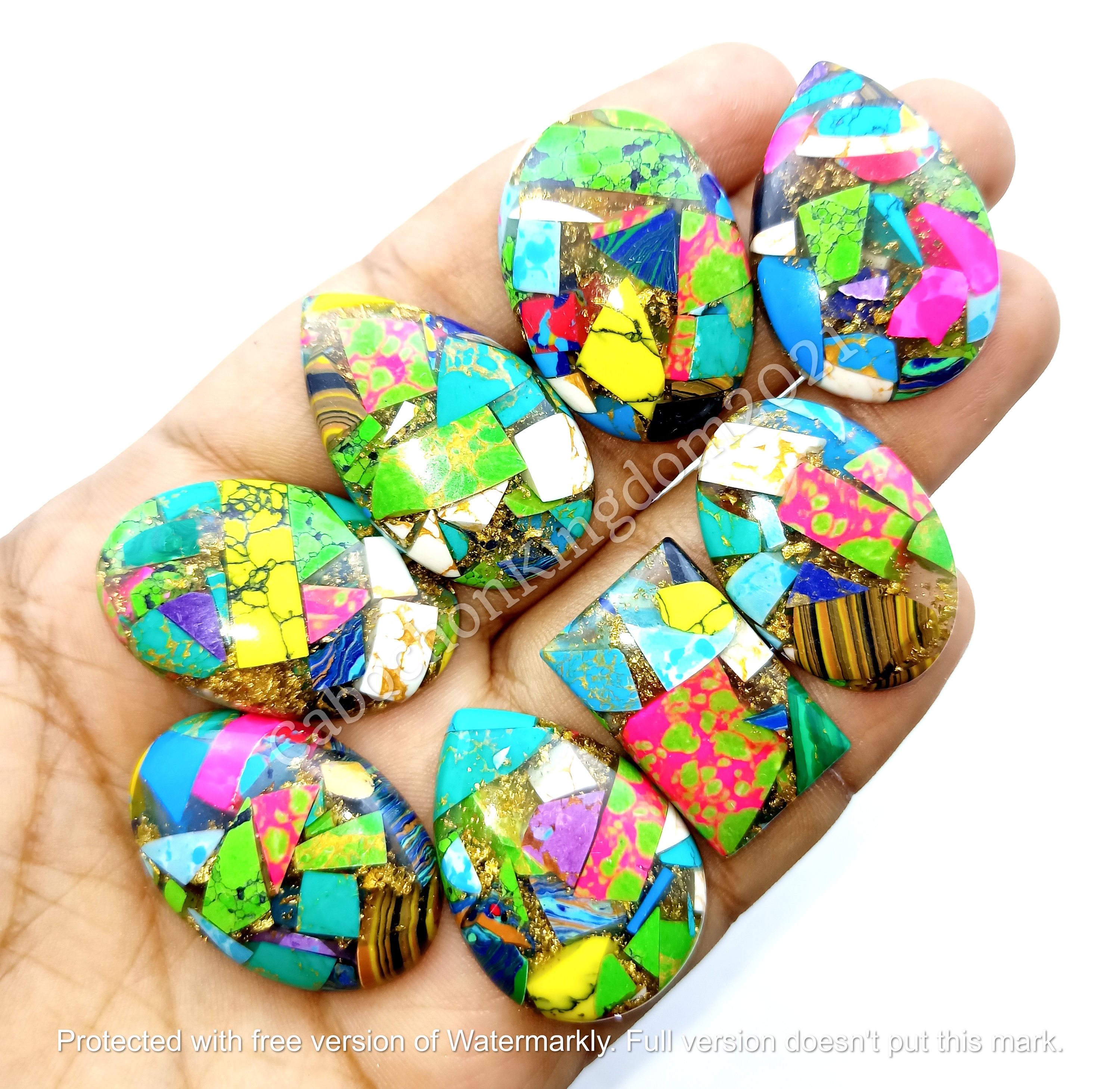Spiny Copper Multi Stone Gemstone Cabochon - Natural Multi in Copper ...