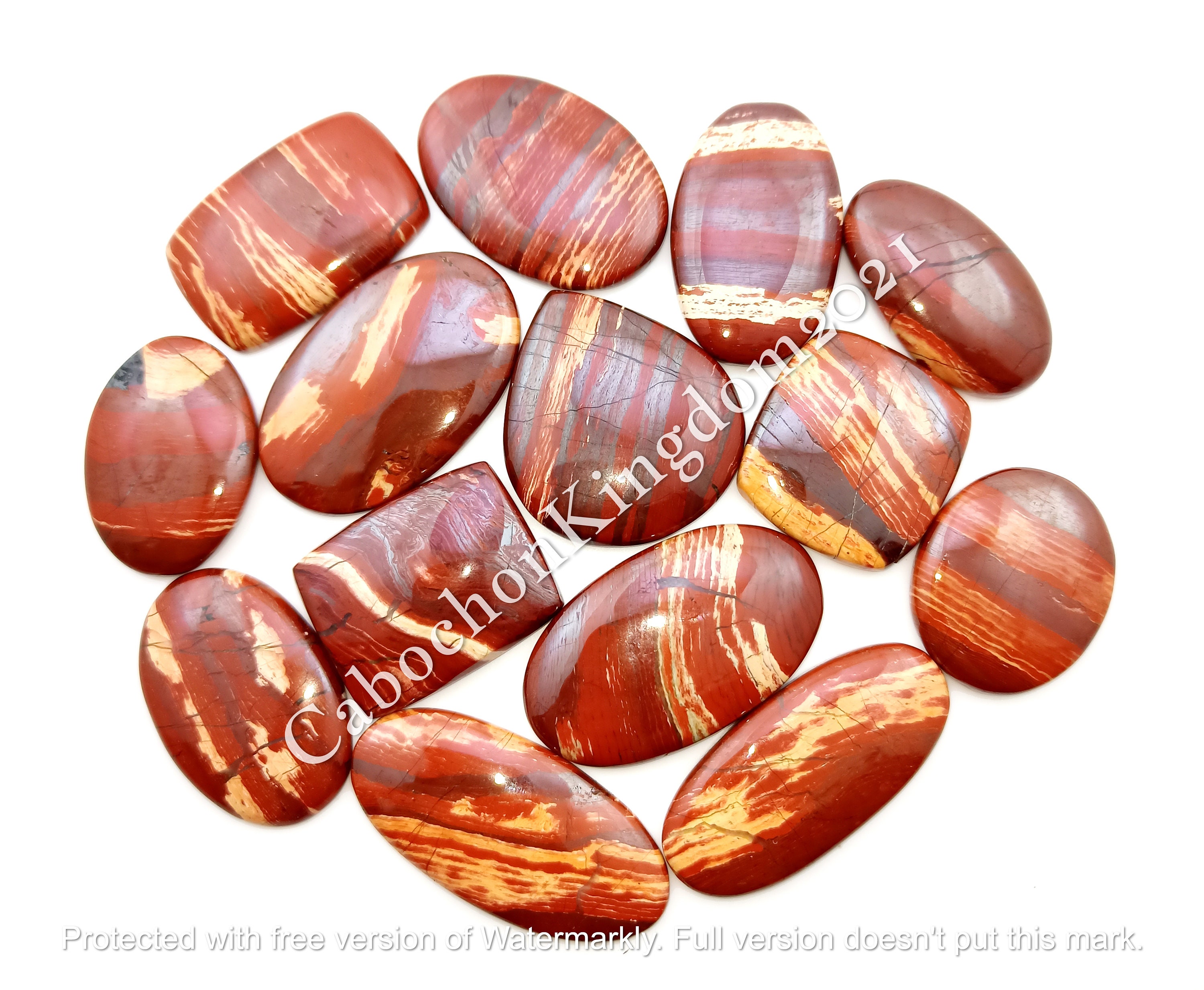 Natural Snkeskin Jasper Gemstone Cabochon - Snakeskin Jasper - Red ...