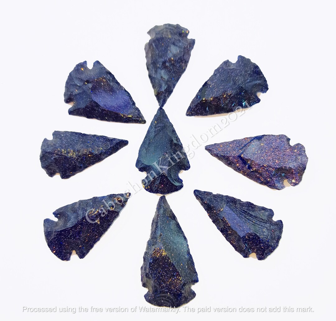 Blue Sandstone Arrowhead Shape Man-made Gemstone, Blue Goldstone ...