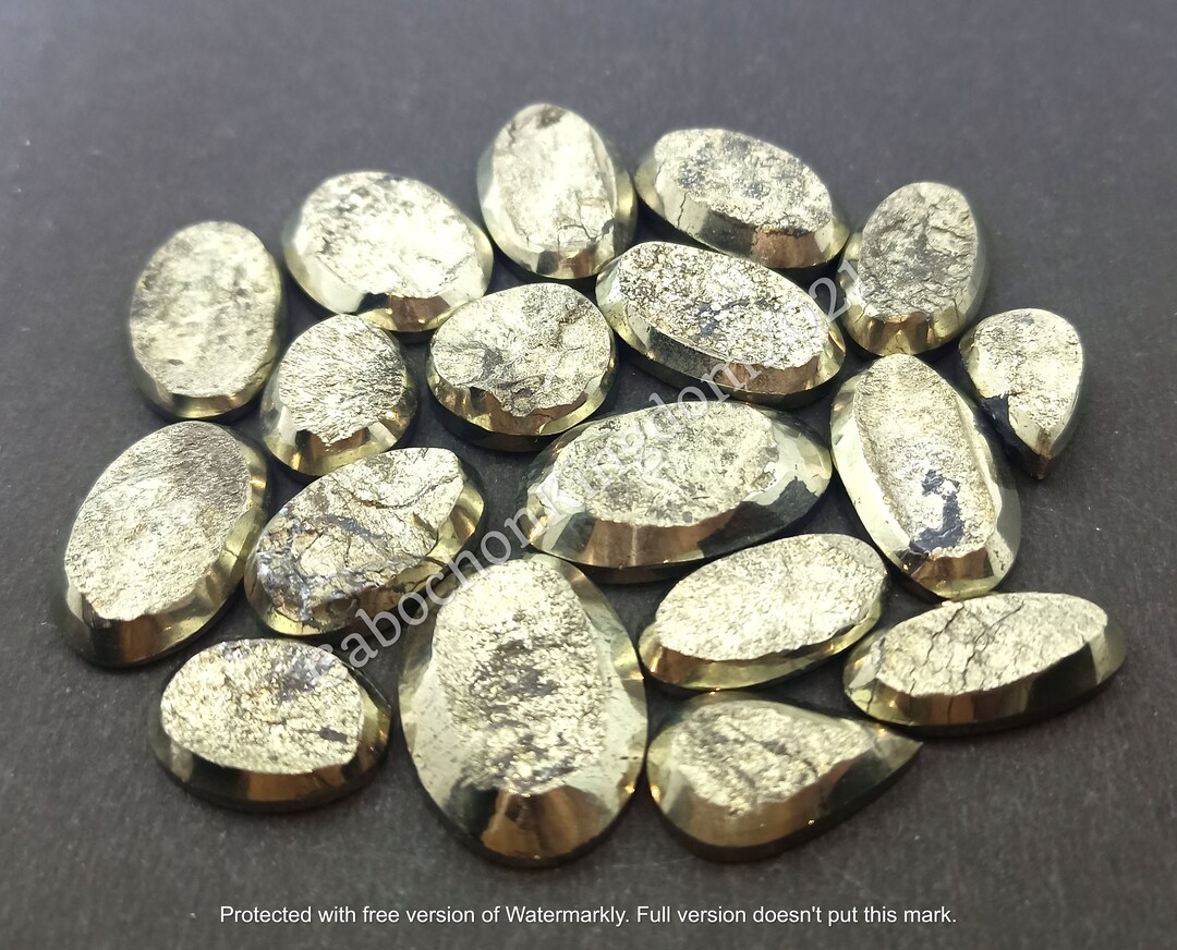 Natural Apache Gold Pyrite Druzy Gemstone Cabochon - Raw Pyrite Jewelry ...