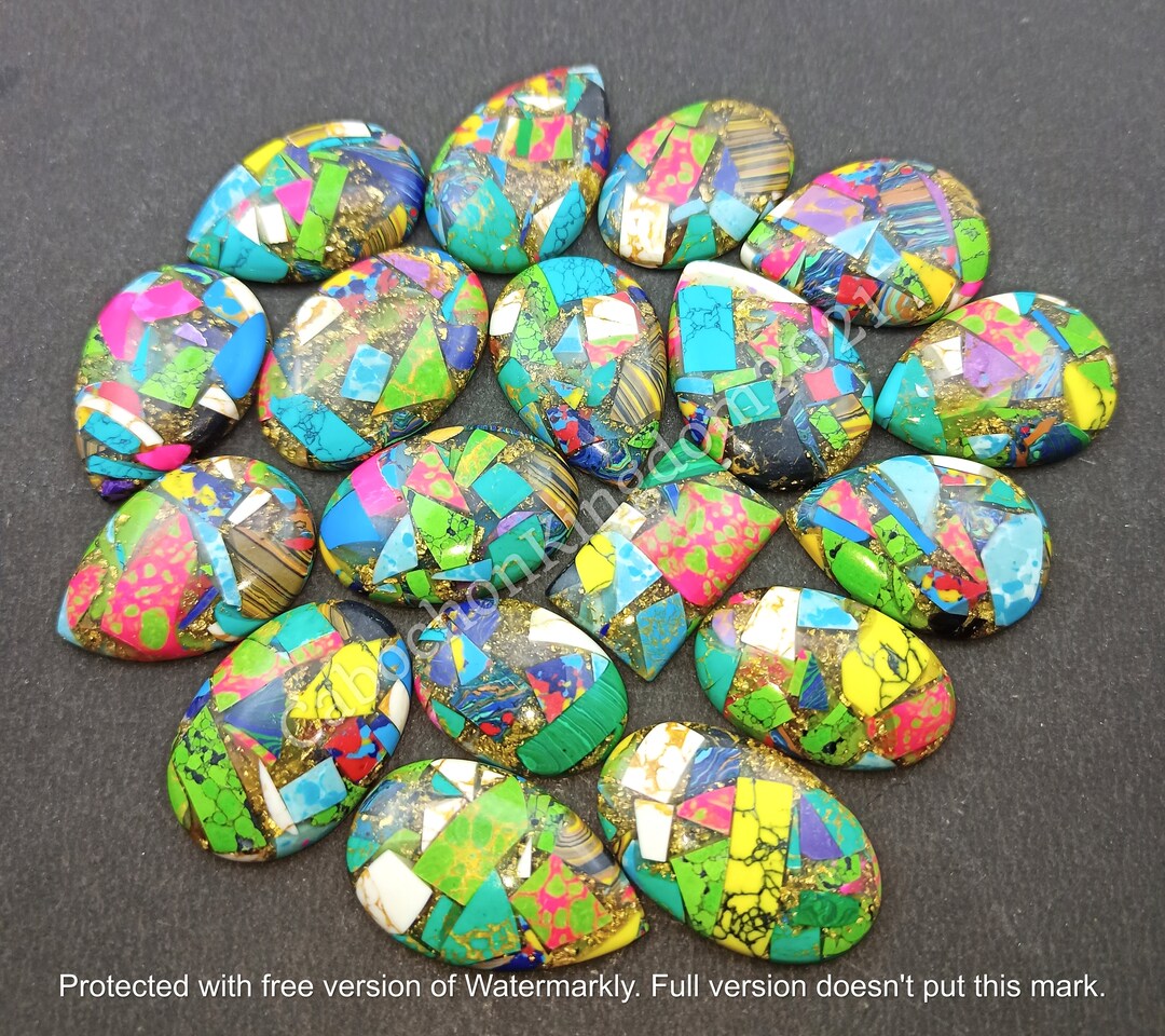 Spiny Copper Multi Stone Gemstone Cabochon Natural Multi in Copper ...
