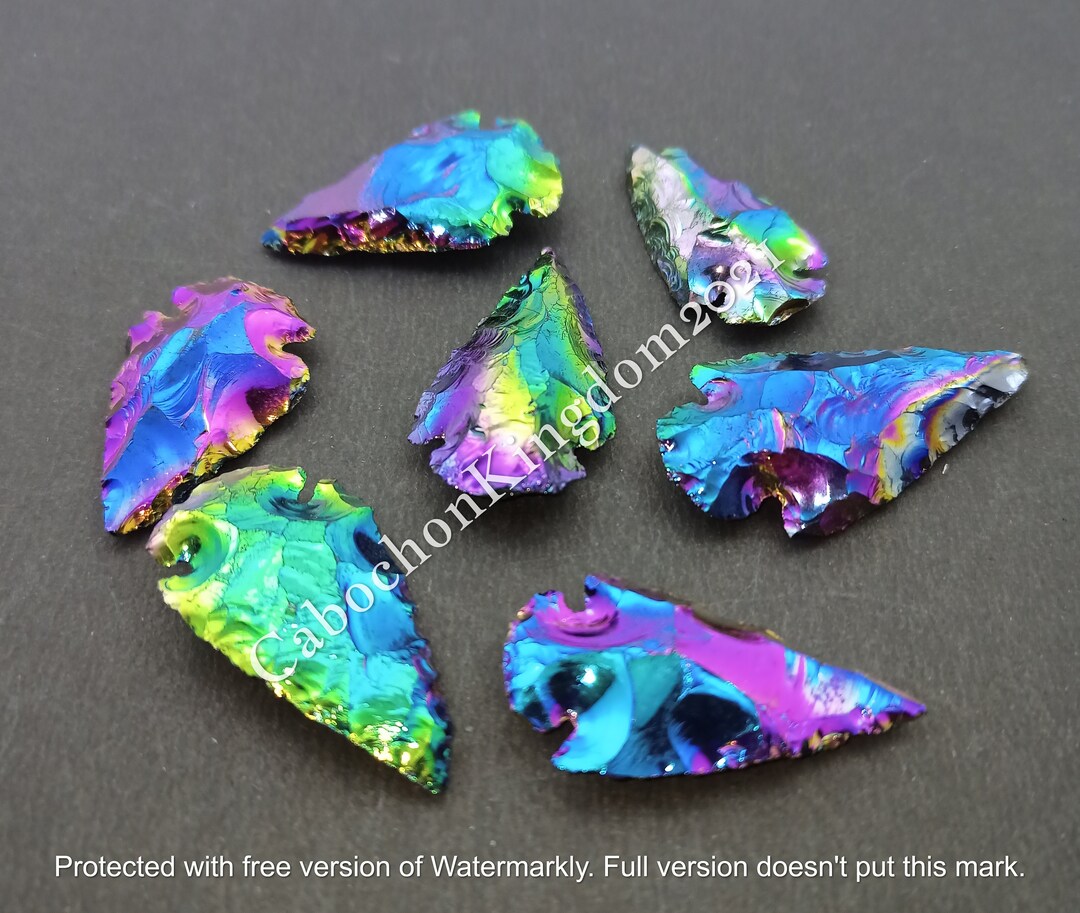 Aura Titanium Crystal Arrowhead Gemstone Cabochon - Titanium - Spear ...