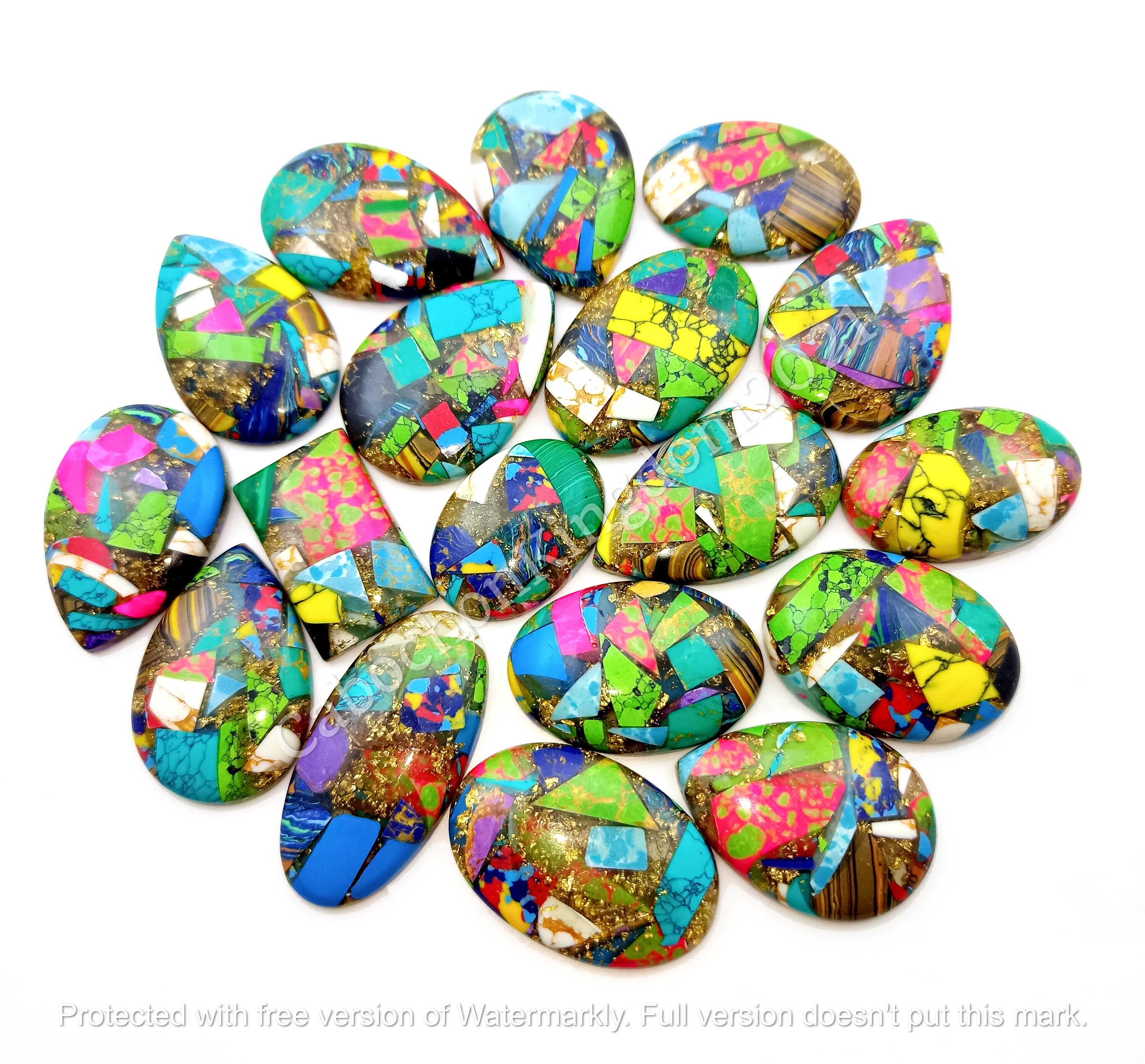 Spiny Copper Multi Stone Gemstone Cabochon - Natural Multi in Copper ...