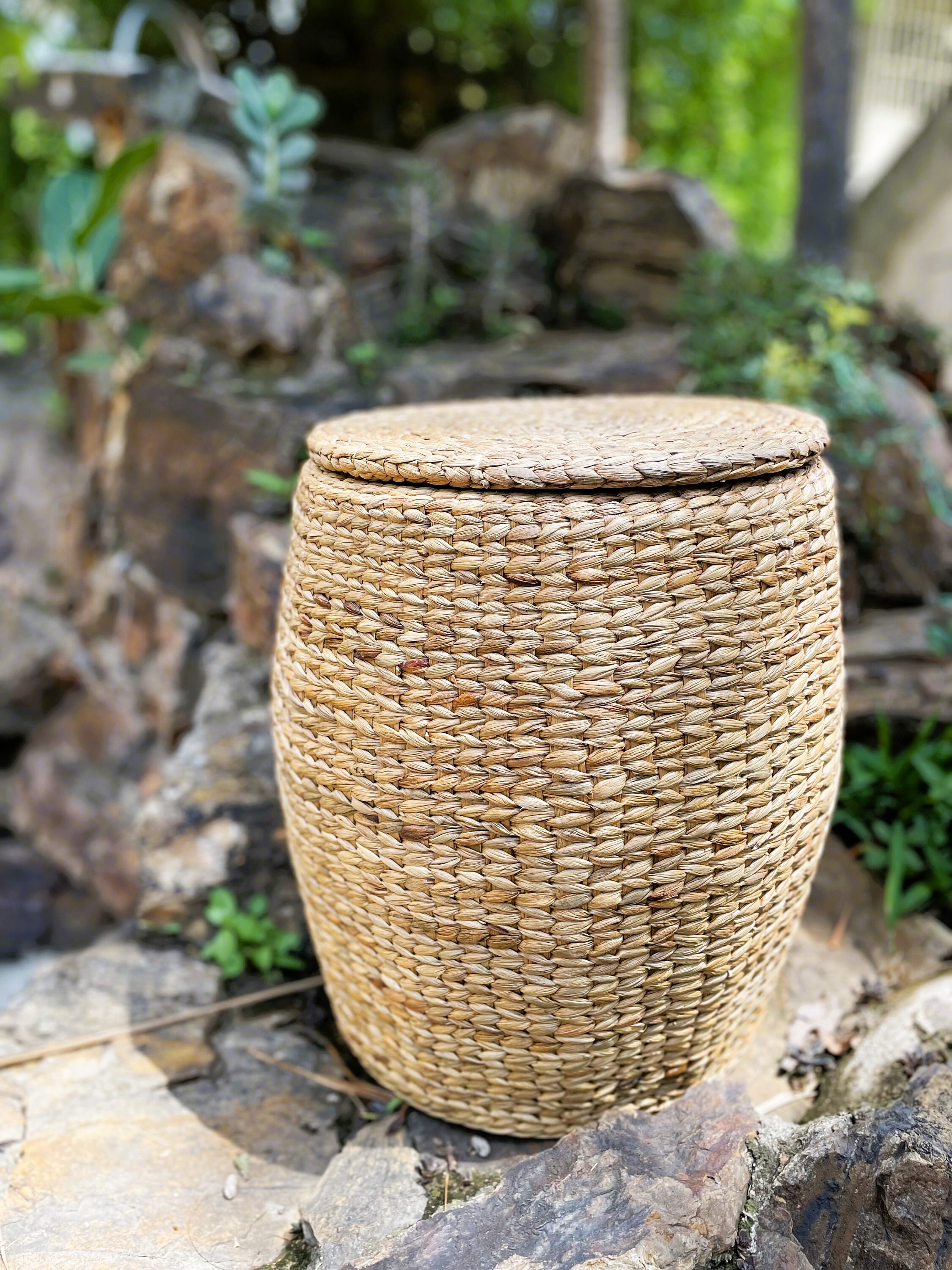 Nature's Harmony: Handmade Water Hyacinth Coffee Table, Storage Unit ...