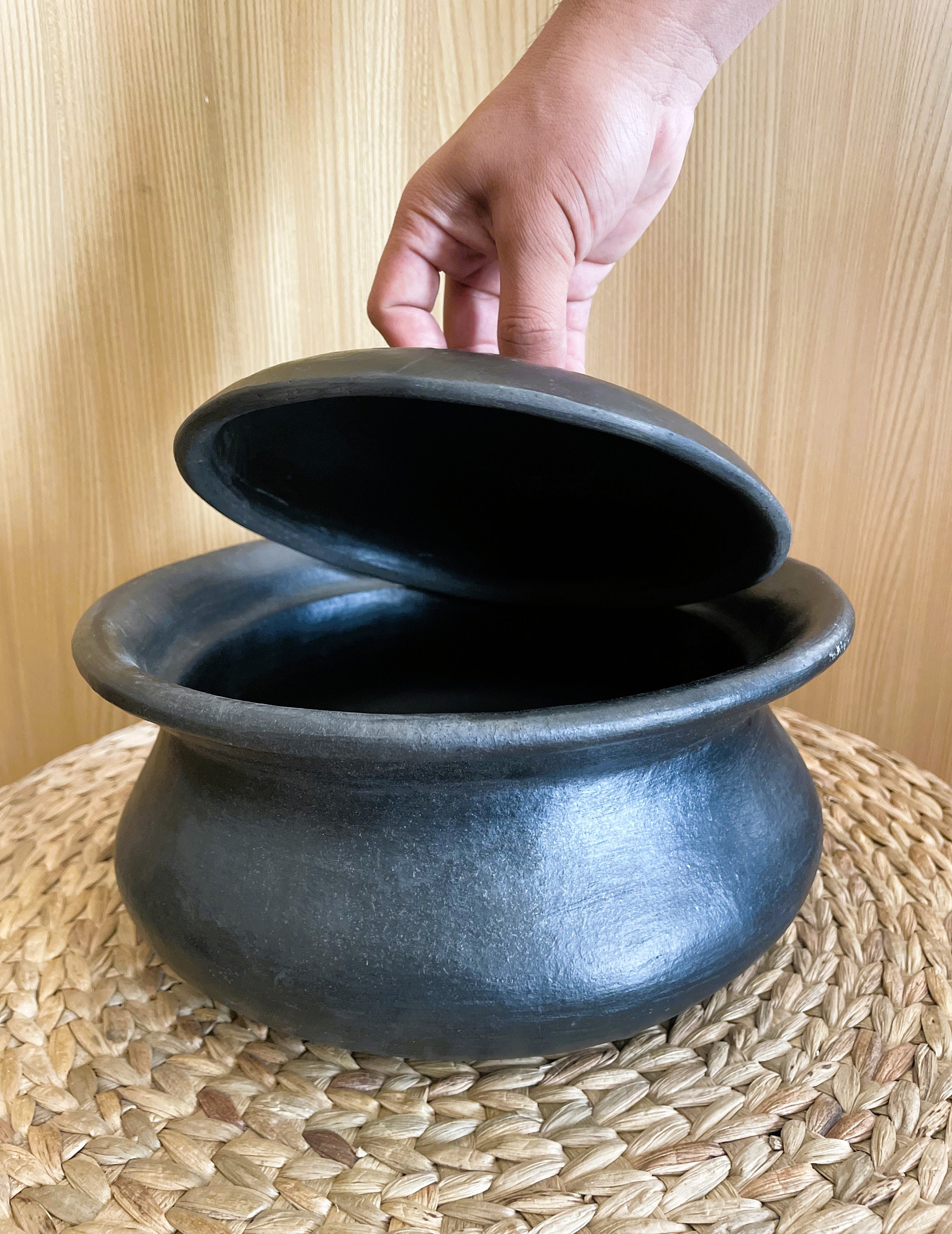 Handcrafted Longpi Black Pottery Cook and Serve Vessel With Lid - 3 ...