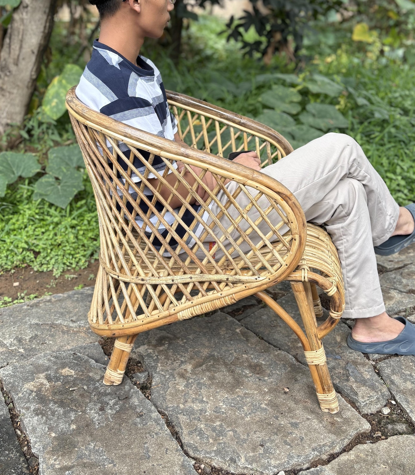 Handmade Rattan Lounge Chair | Assam Cane Wicker Accent Seating - Etsy