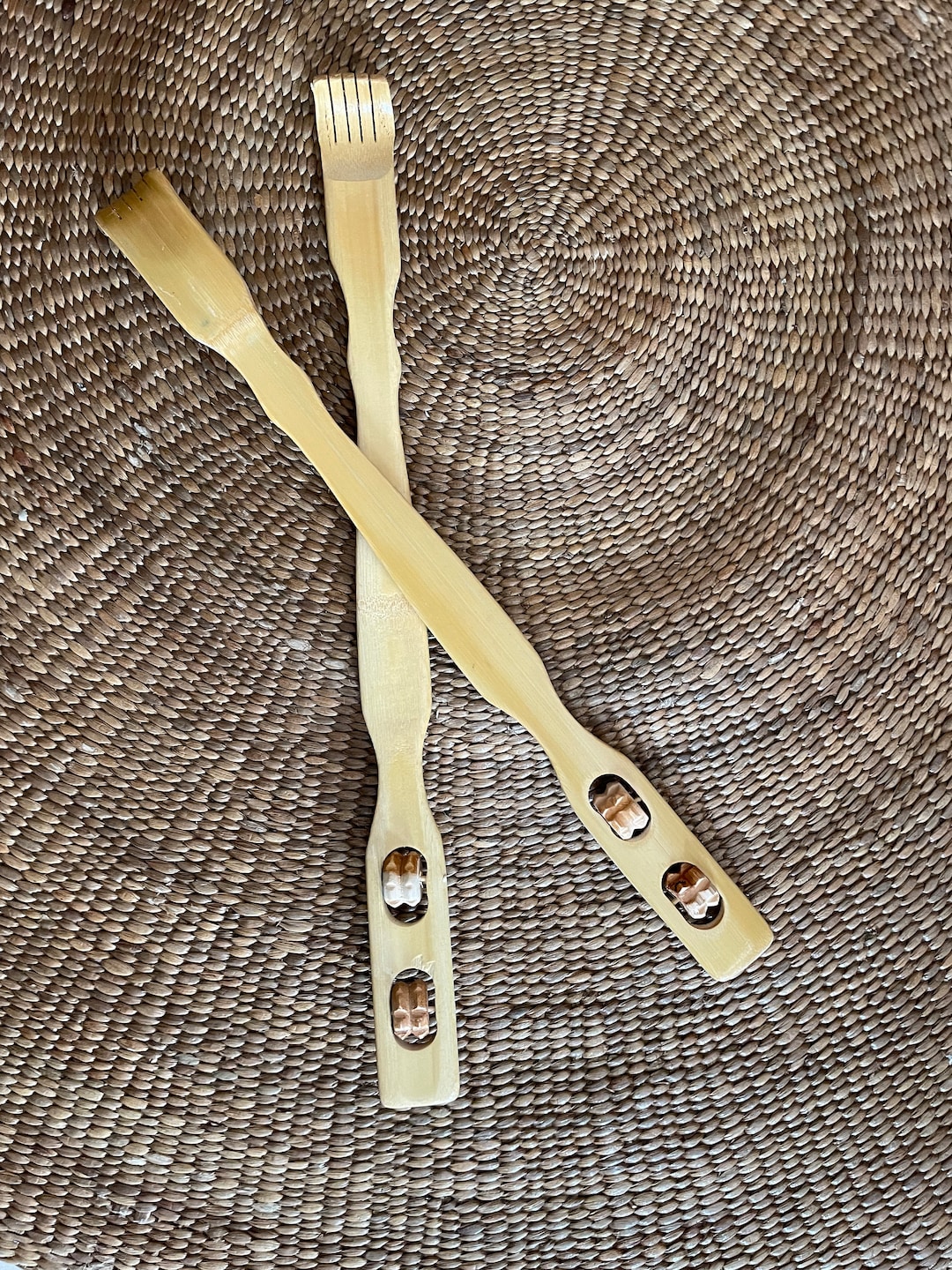 Bamboo Bliss: Handmade Back Scratcher With Rotating Rollers - Set of 2 ...