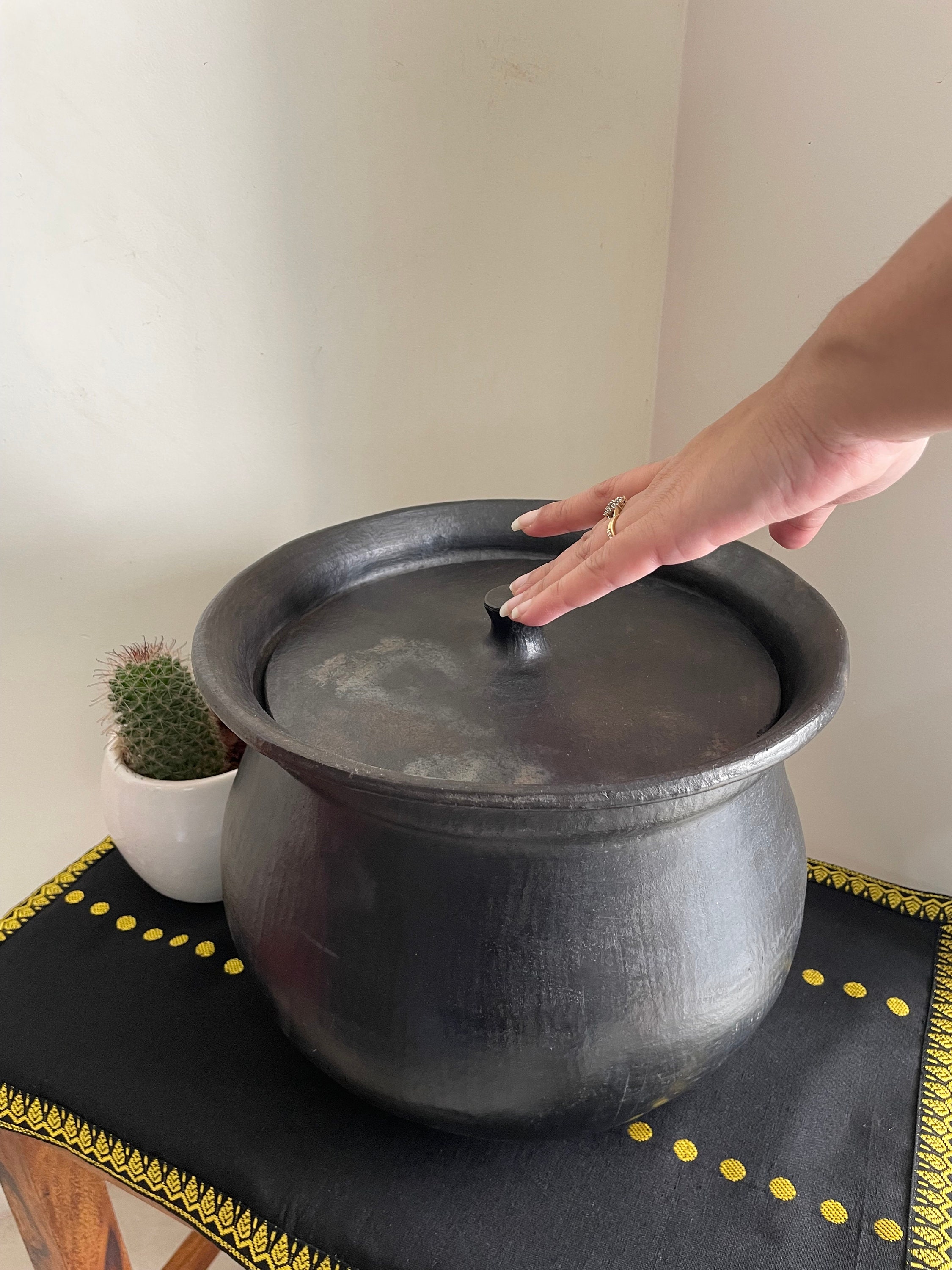 Longpi Black Pottery Natural Cook and Serve Vessel Tall Handmade - Etsy