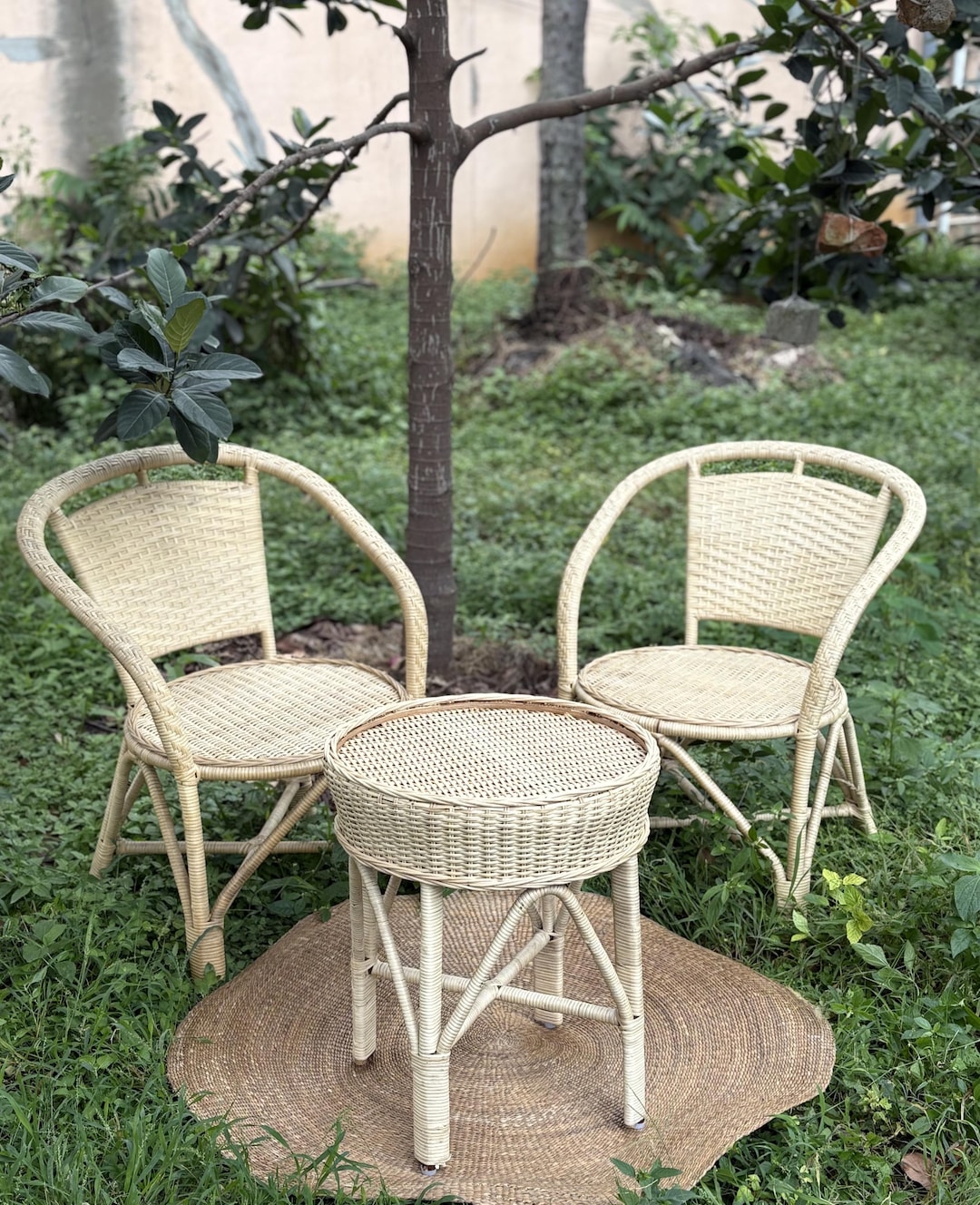 Handcrafted Cane Chair and Table Set: Balcony Garden Furniture - Etsy