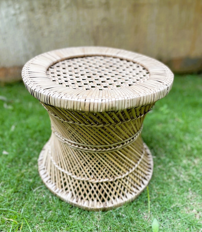 Handcrafted 100% Natural Cane and Bamboo Stool - Etsy