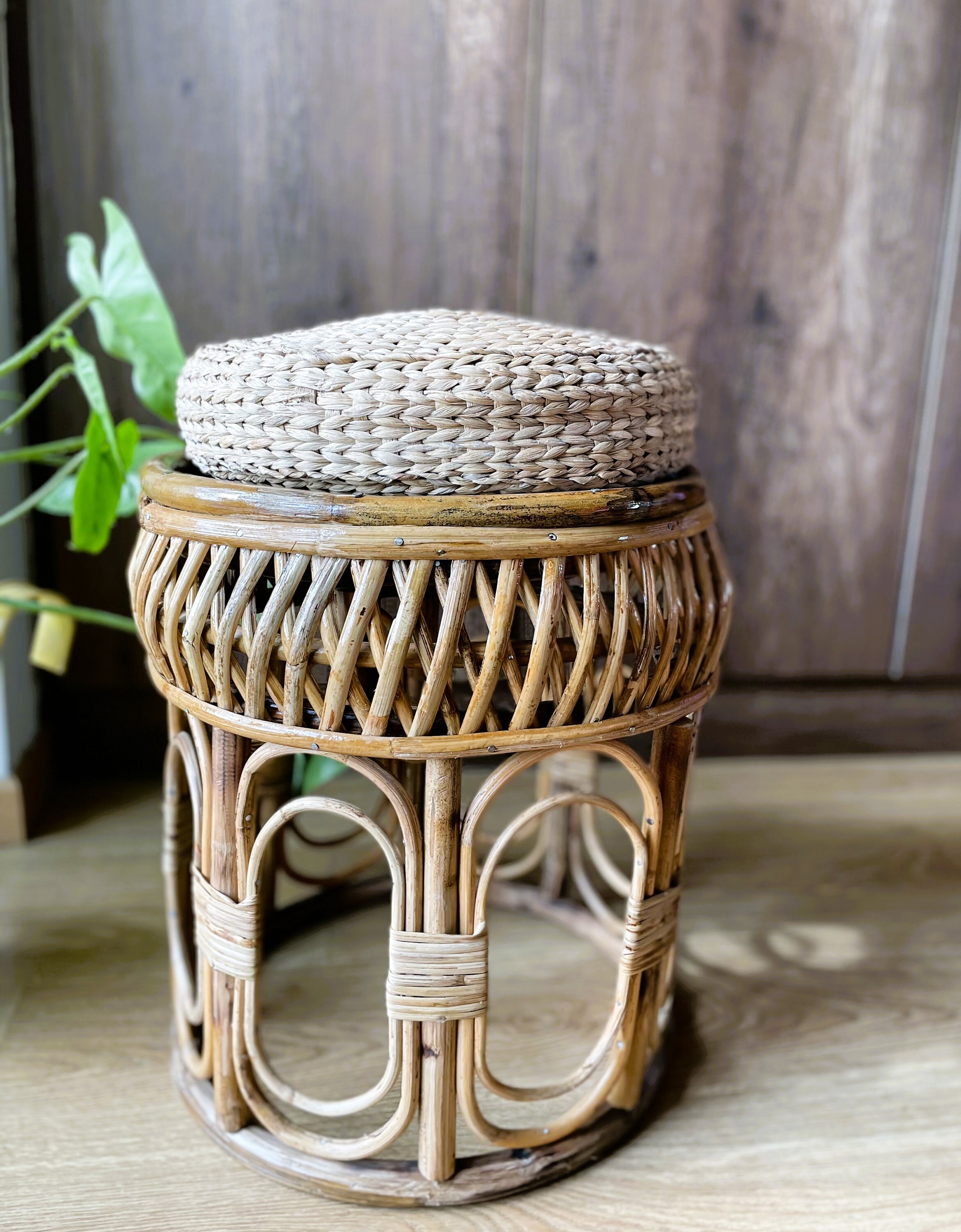 Handmade Cane Stool With Water Hyacinth Cushion - Etsy