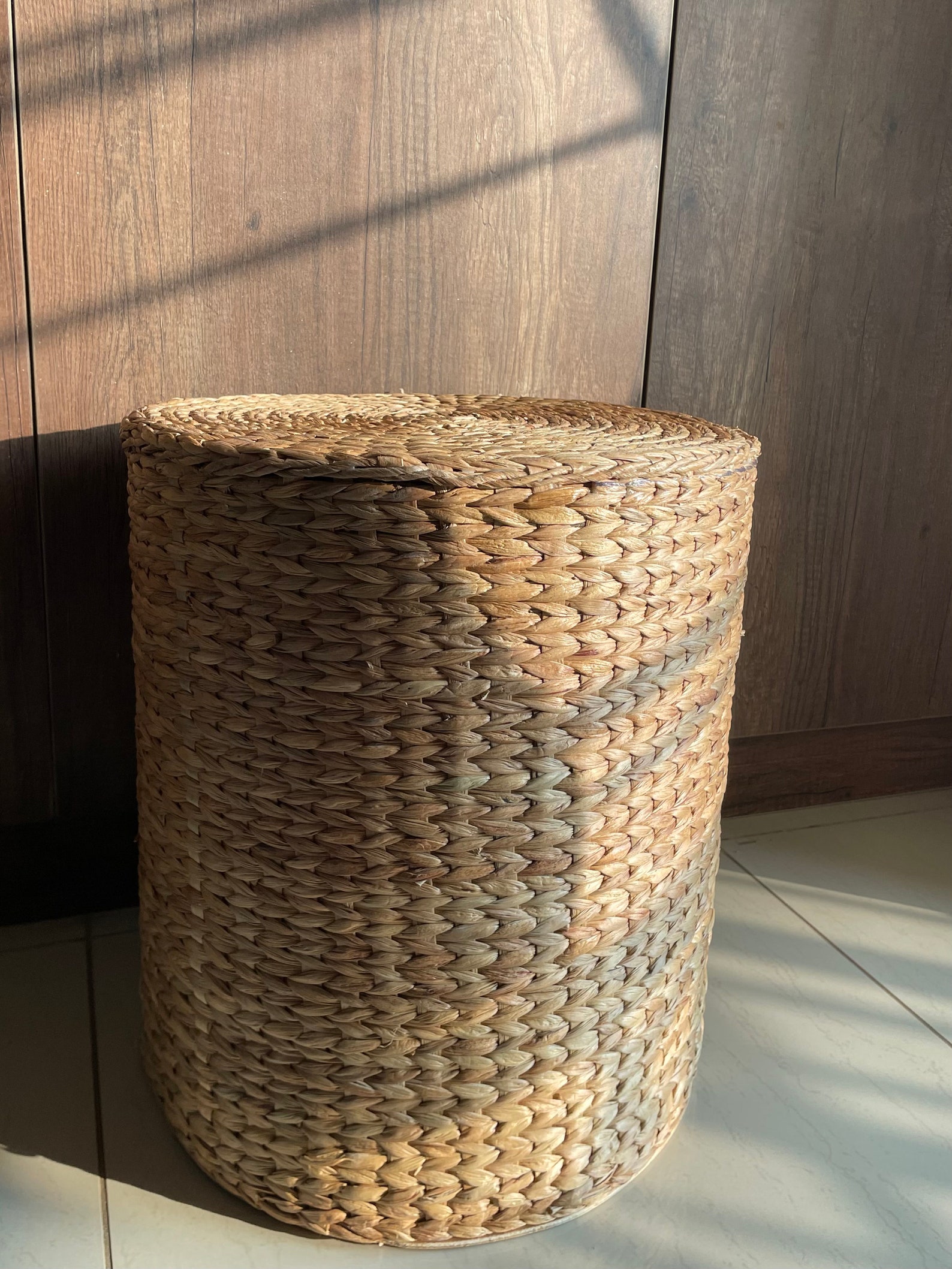 Water Hyacinth Ottoman/stool/side Table - Artisan Crafted (45 Cm X 40 ...