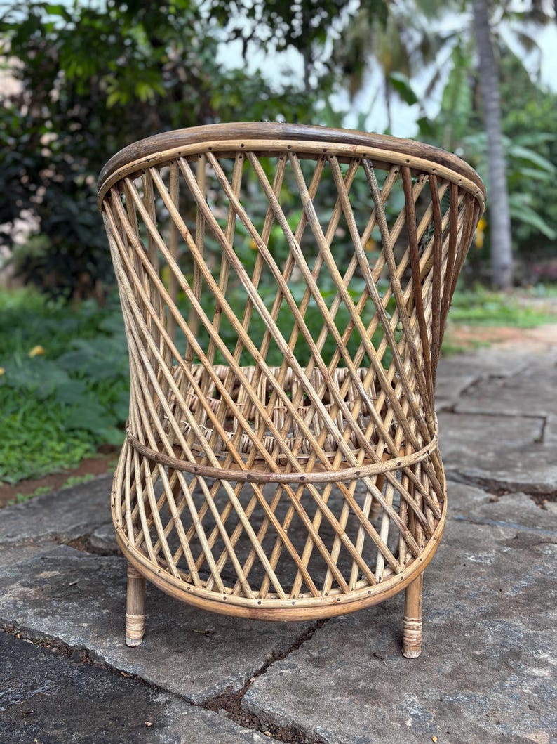 Handmade Rattan Lounge Chair | Assam Cane Wicker Accent Seating - Etsy