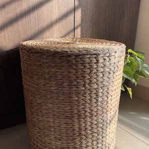Water Hyacinth Ottoman/stool/side Table - Artisan Crafted (45 Cm X 40 ...