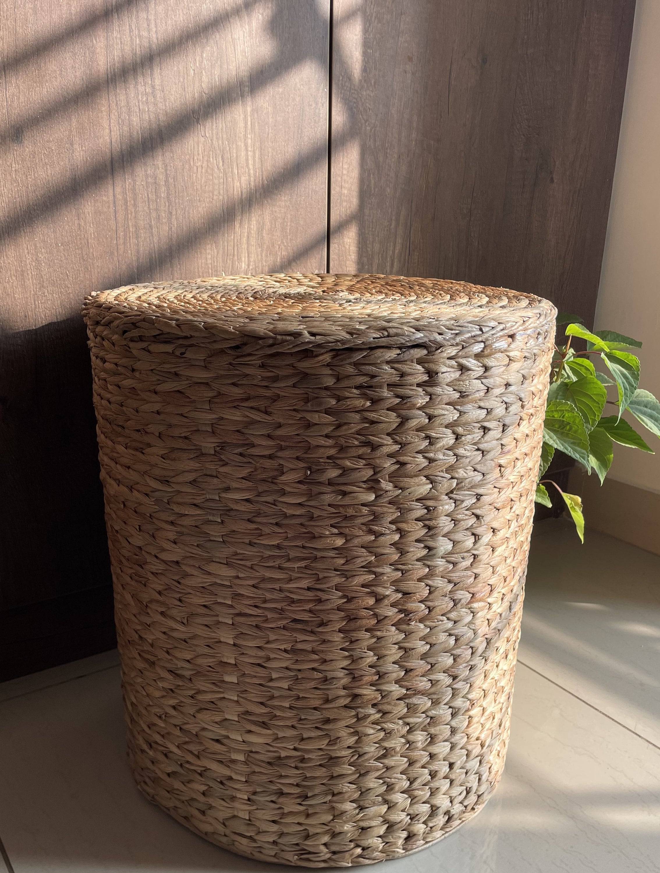 Water Hyacinth Ottoman/stool/side Table Artisan Crafted 45 Cm X 40 Cm ...