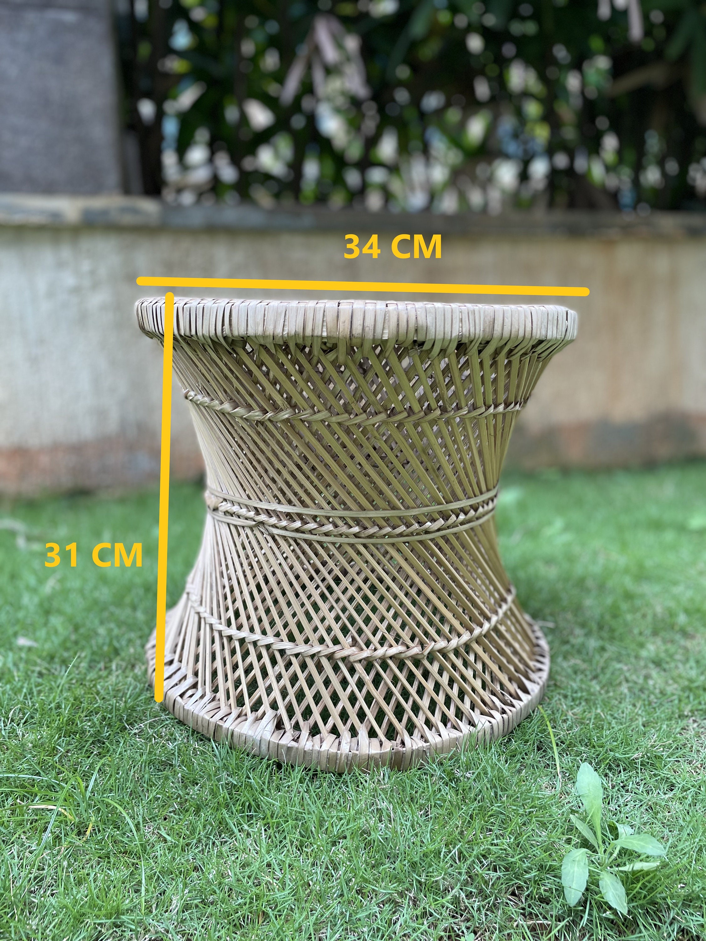 Handcrafted 100% Natural Cane and Bamboo Stool - Etsy
