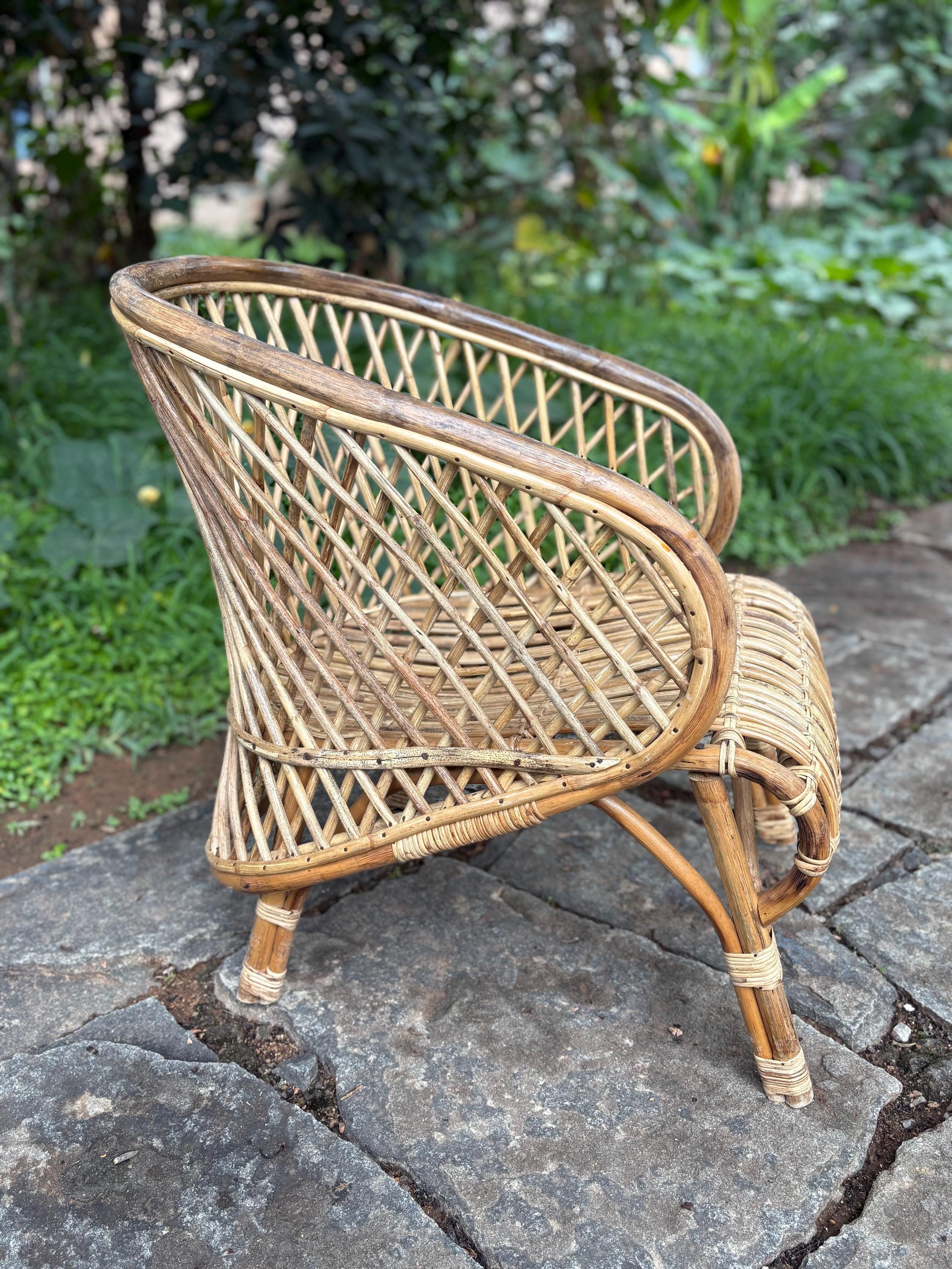 Handmade Rattan Lounge Chair | Assam Cane Wicker Accent Seating - Etsy