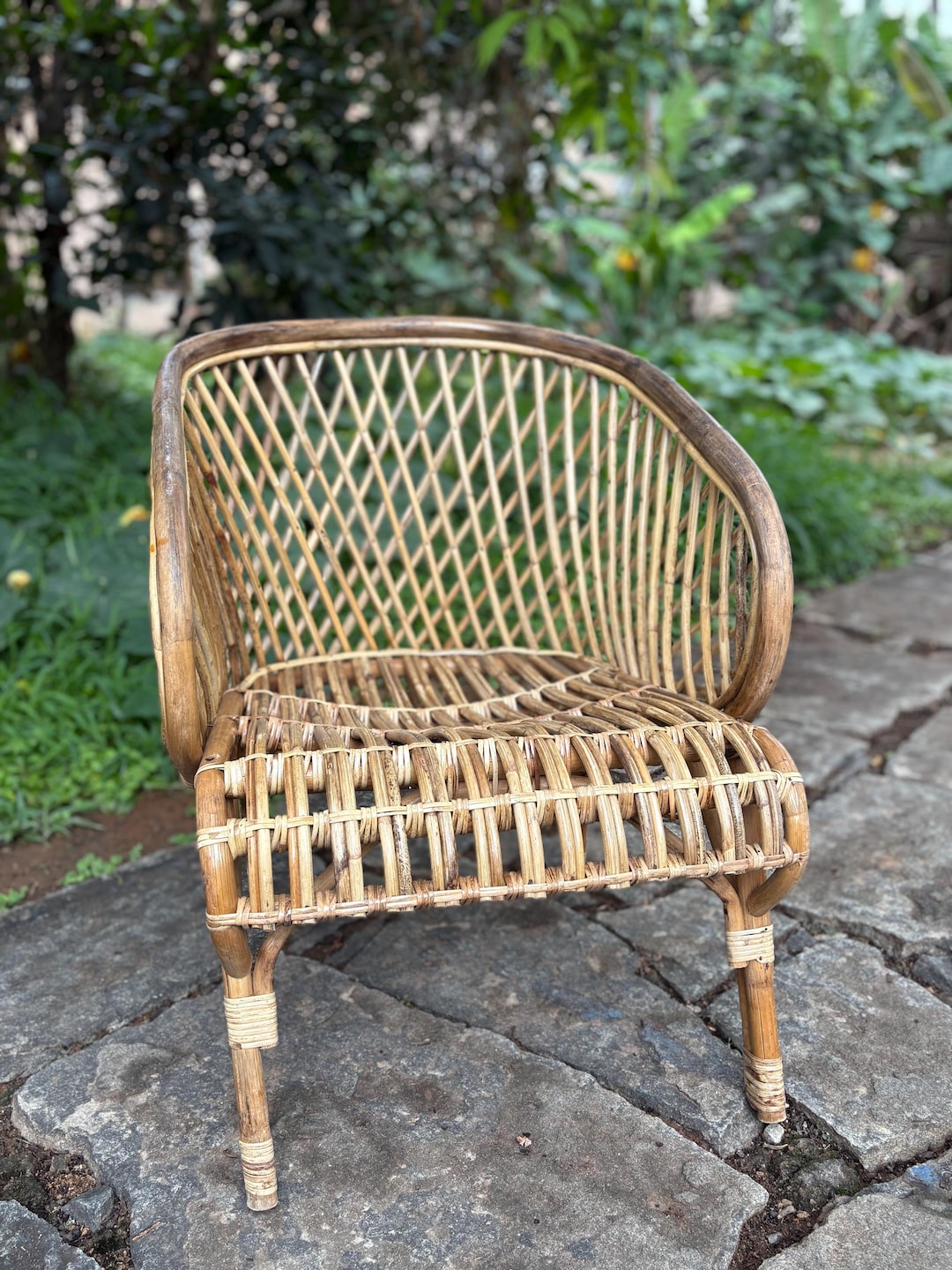 Handmade Rattan Lounge Chair | Assam Cane Wicker Accent Seating - Etsy