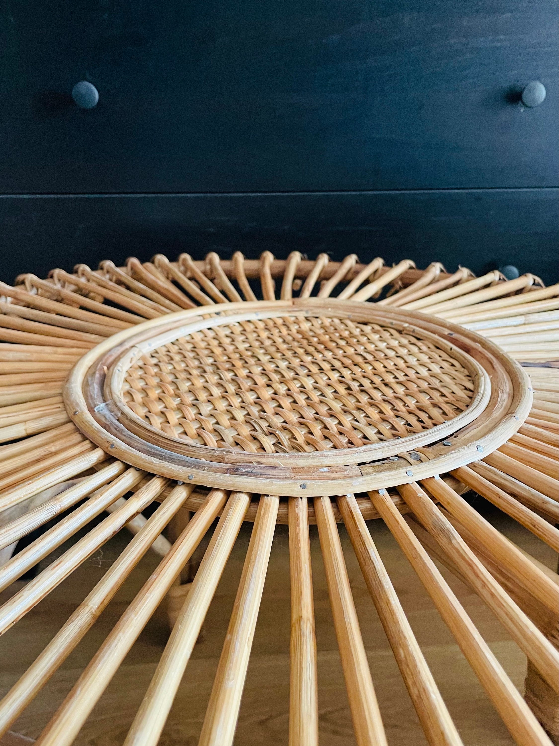 Cane Flower Center Table - Round Top, 75 Cm Diameter - Handcrafted and ...