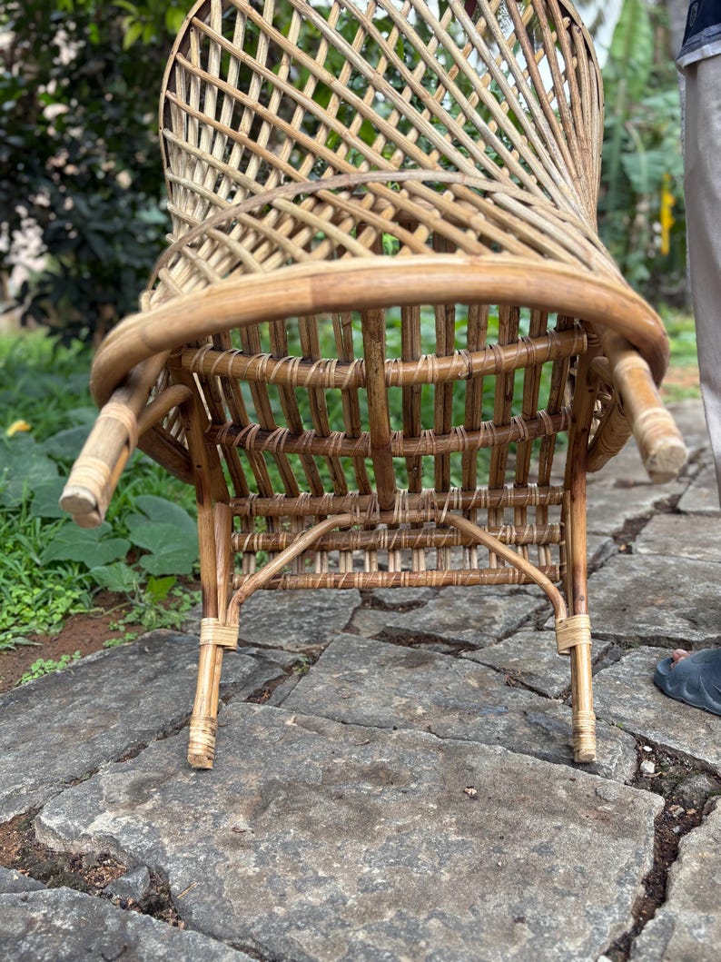 Handmade Rattan Lounge Chair | Assam Cane Wicker Accent Seating - Etsy