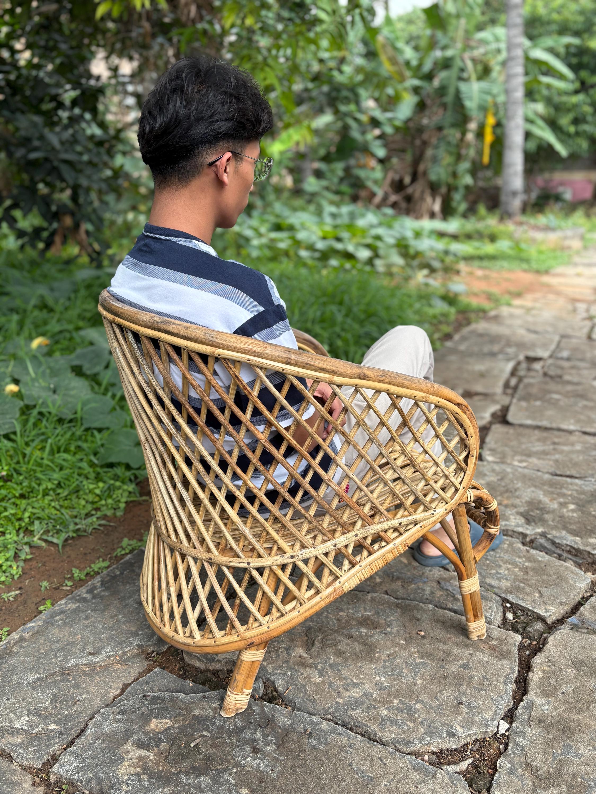 Handmade Rattan Lounge Chair | Assam Cane Wicker Accent Seating - Etsy