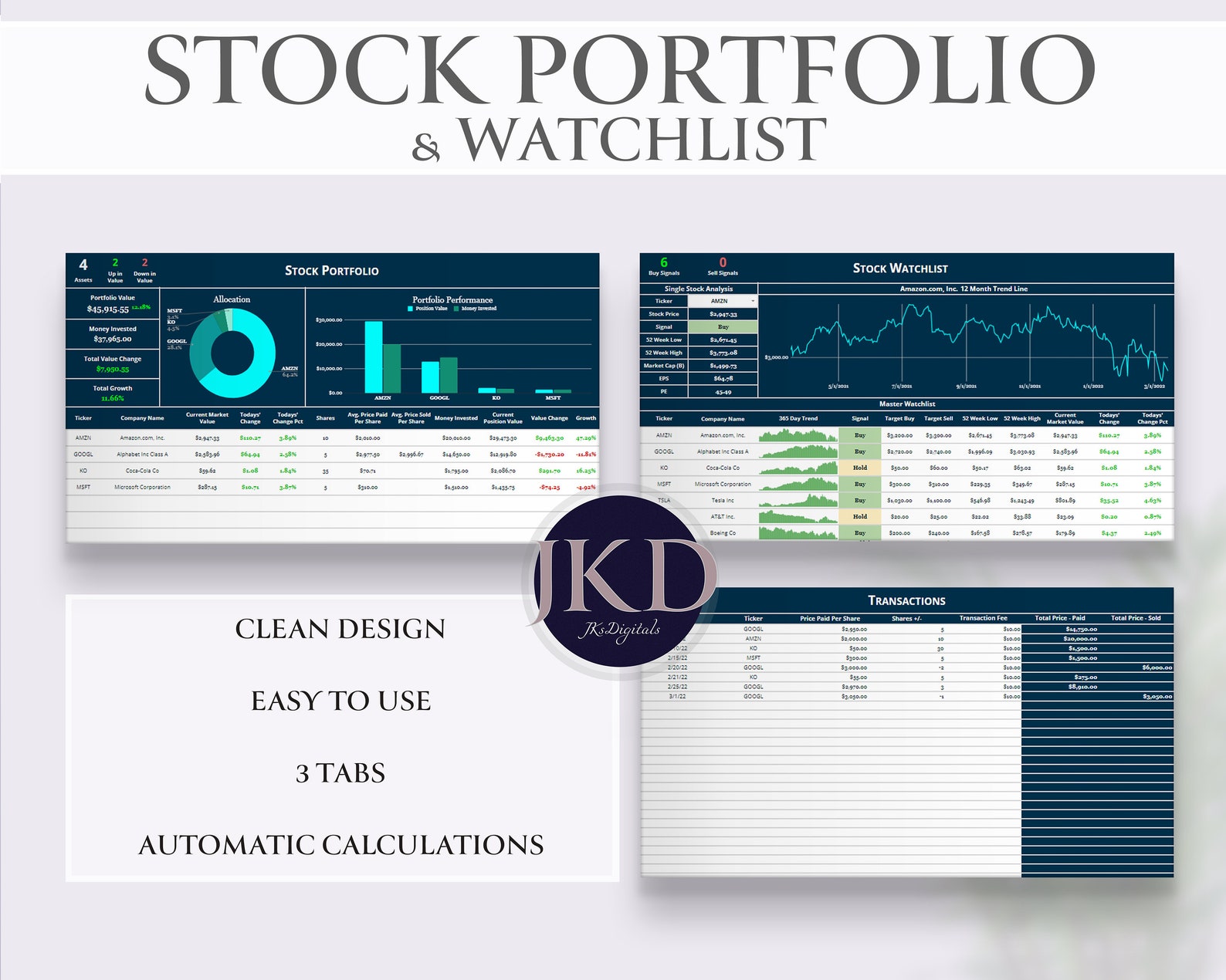 Stock Portfolio Stock Watchlist Investment Tracker Stock | Etsy