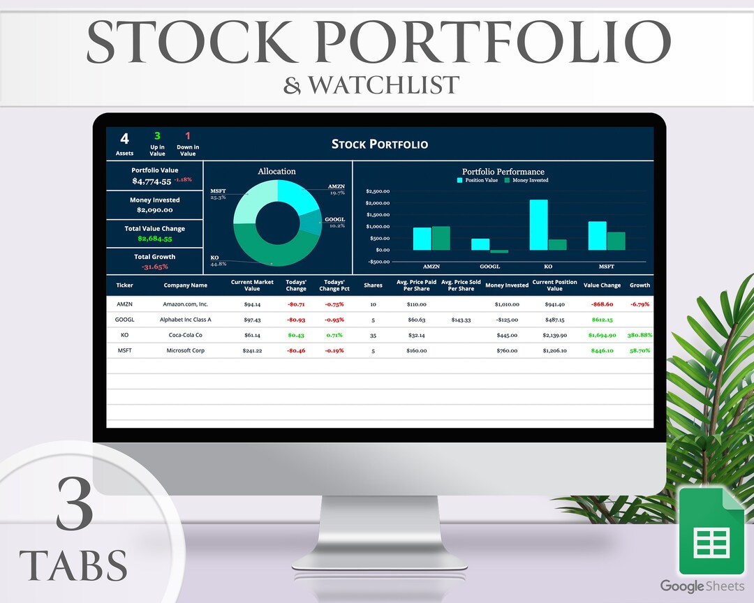 Stock Portfolio Stock Watchlist Investment Tracker Stock - Etsy